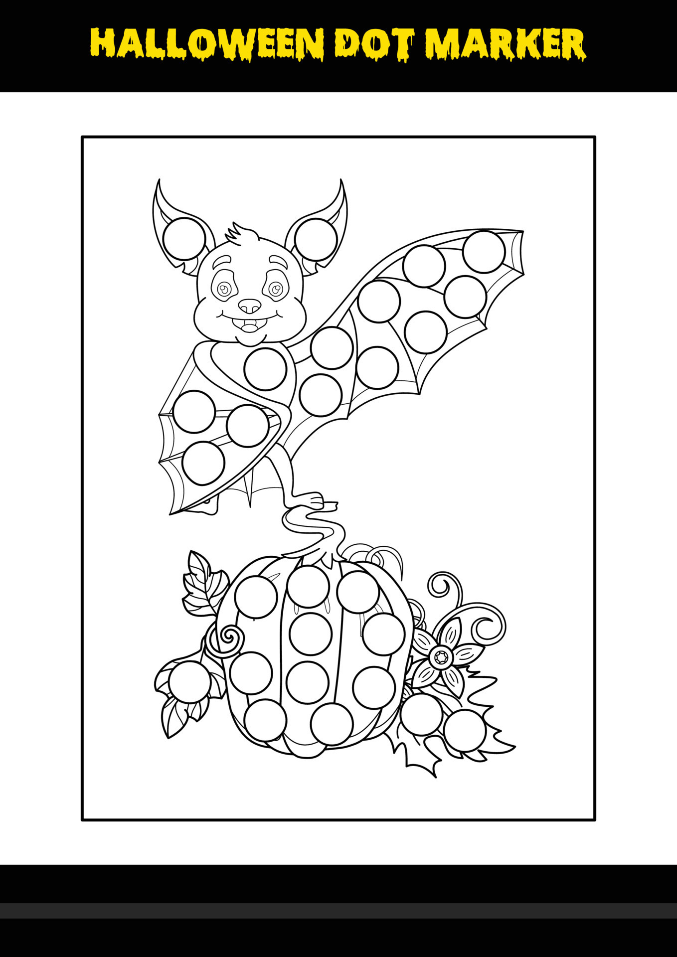 Halloween dot marker coloring page for kids. Line art coloring page ...
