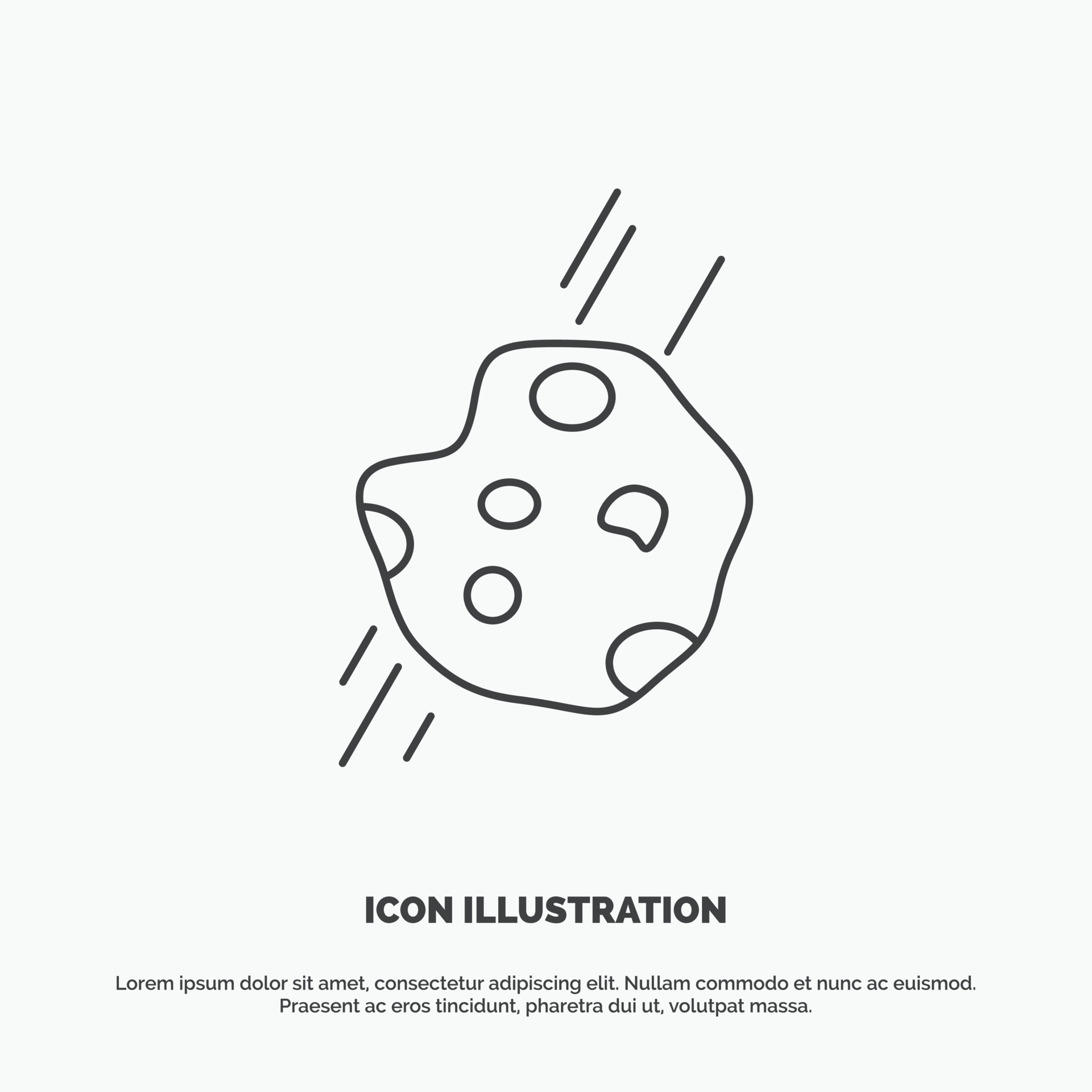 Asteroid Astronomy Meteor Space Comet Icon Line Vector Gray Symbol
