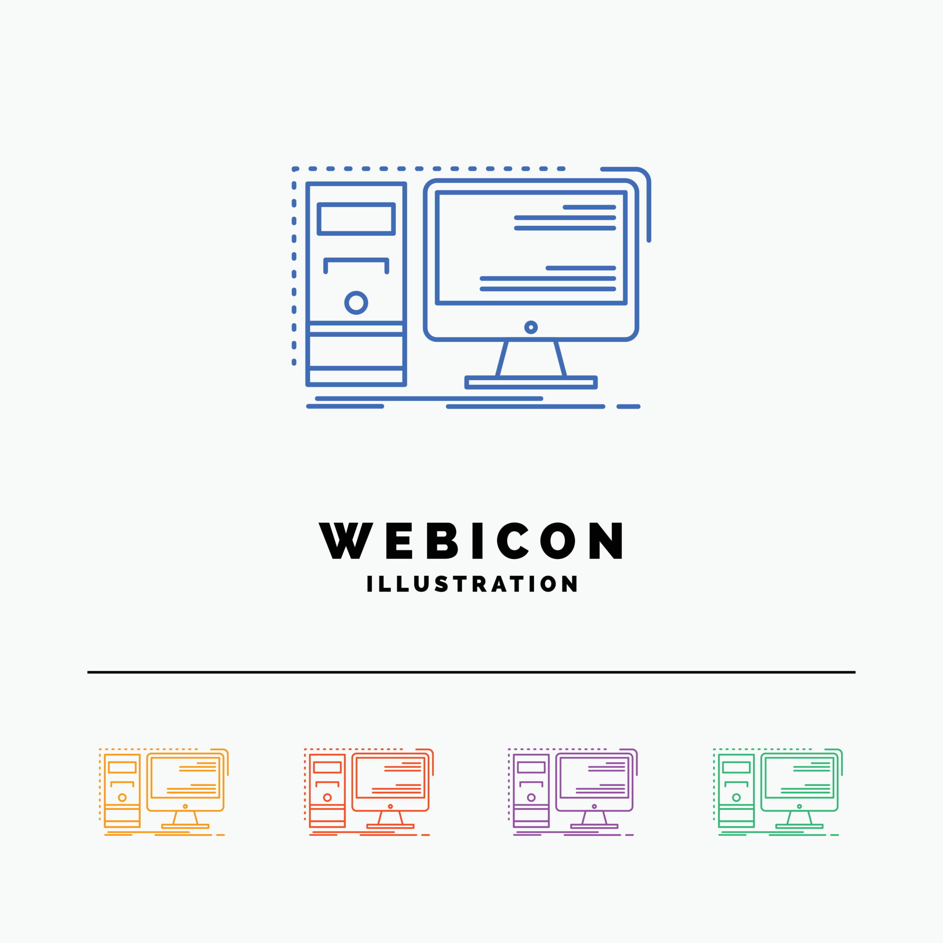 Computer Desktop Hardware Workstation System 5 Color Line Web Icon