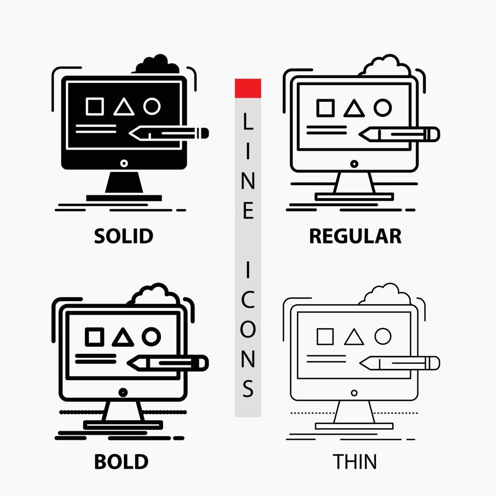 Art. computer. design. digital. studio Icon in Thin. Regular. Bold Line ...