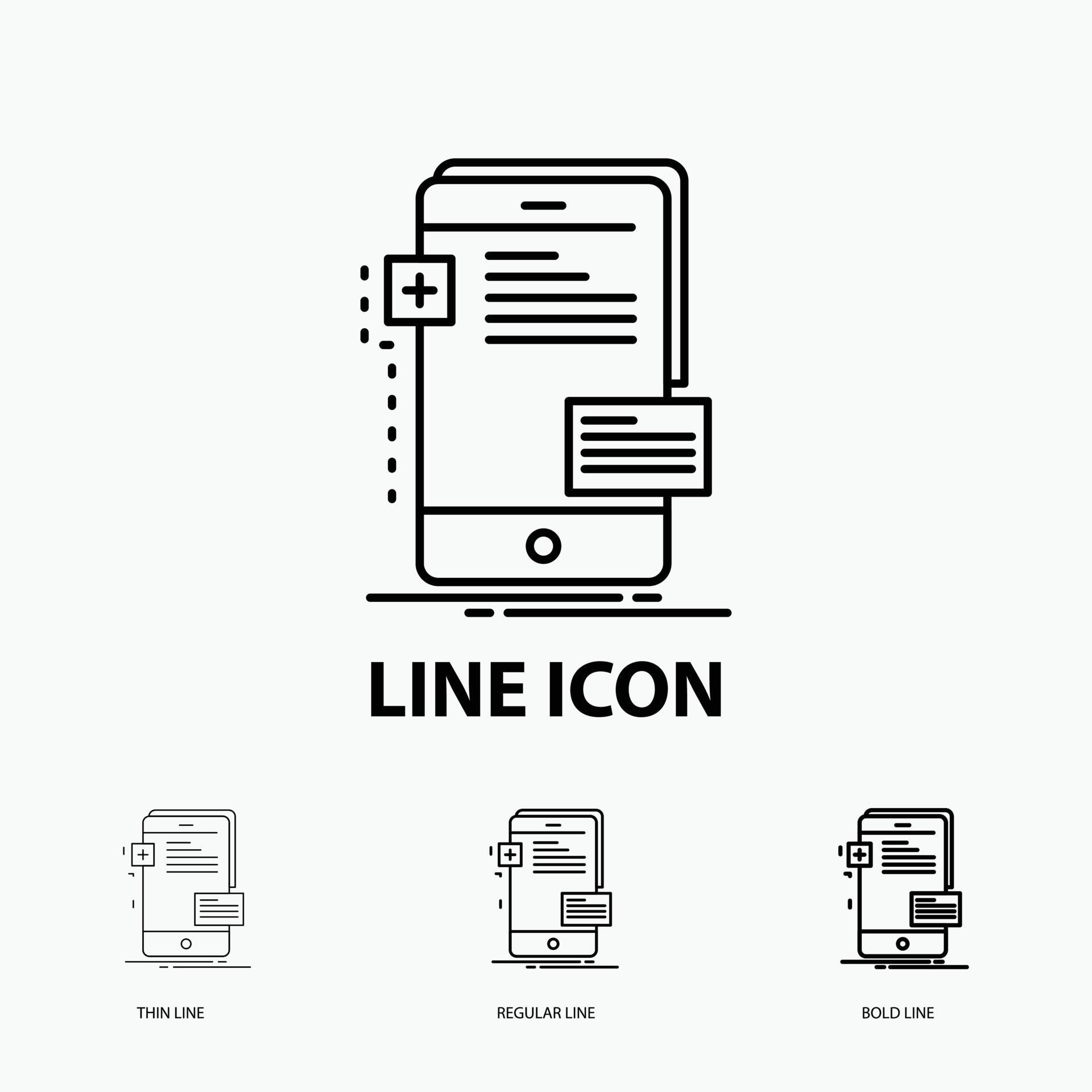 Frontend Interface Mobile Phone Developer Icon In Thin Regular And Bold Line Style Vector