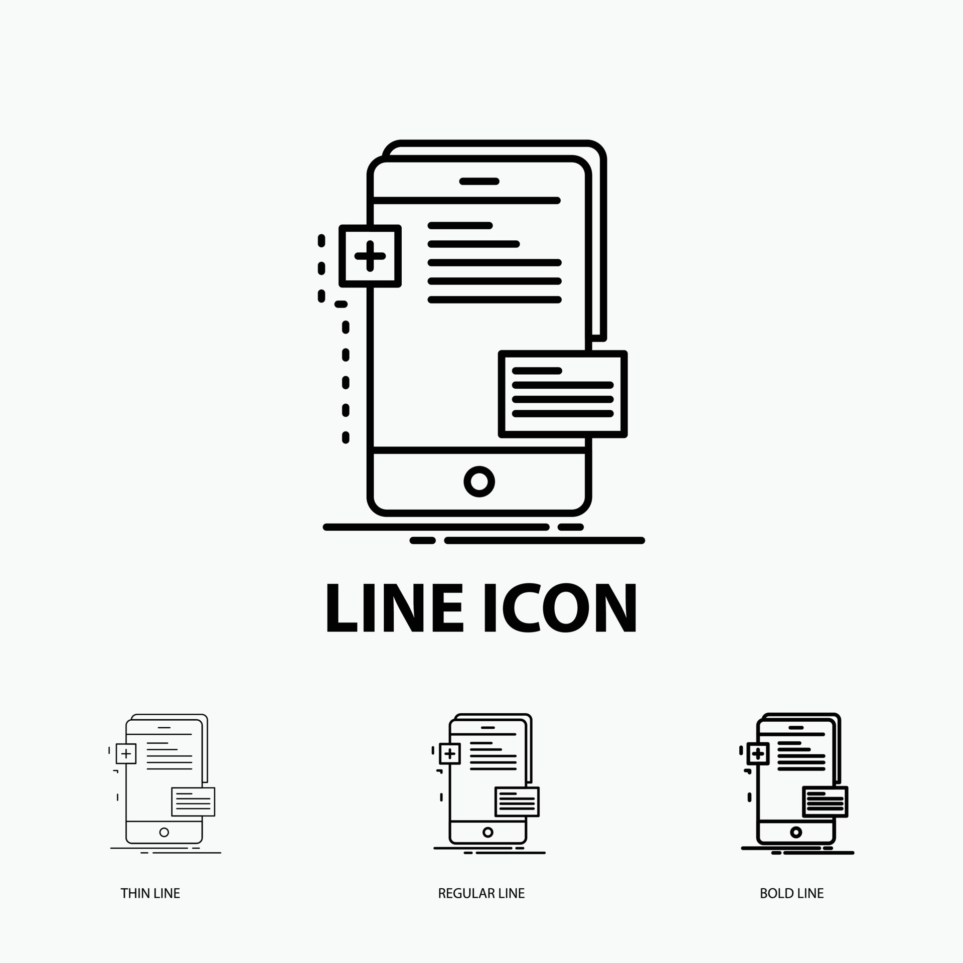 Frontend Interface Mobile Phone Developer Icon In Thin Regular And Bold Line Style Vector