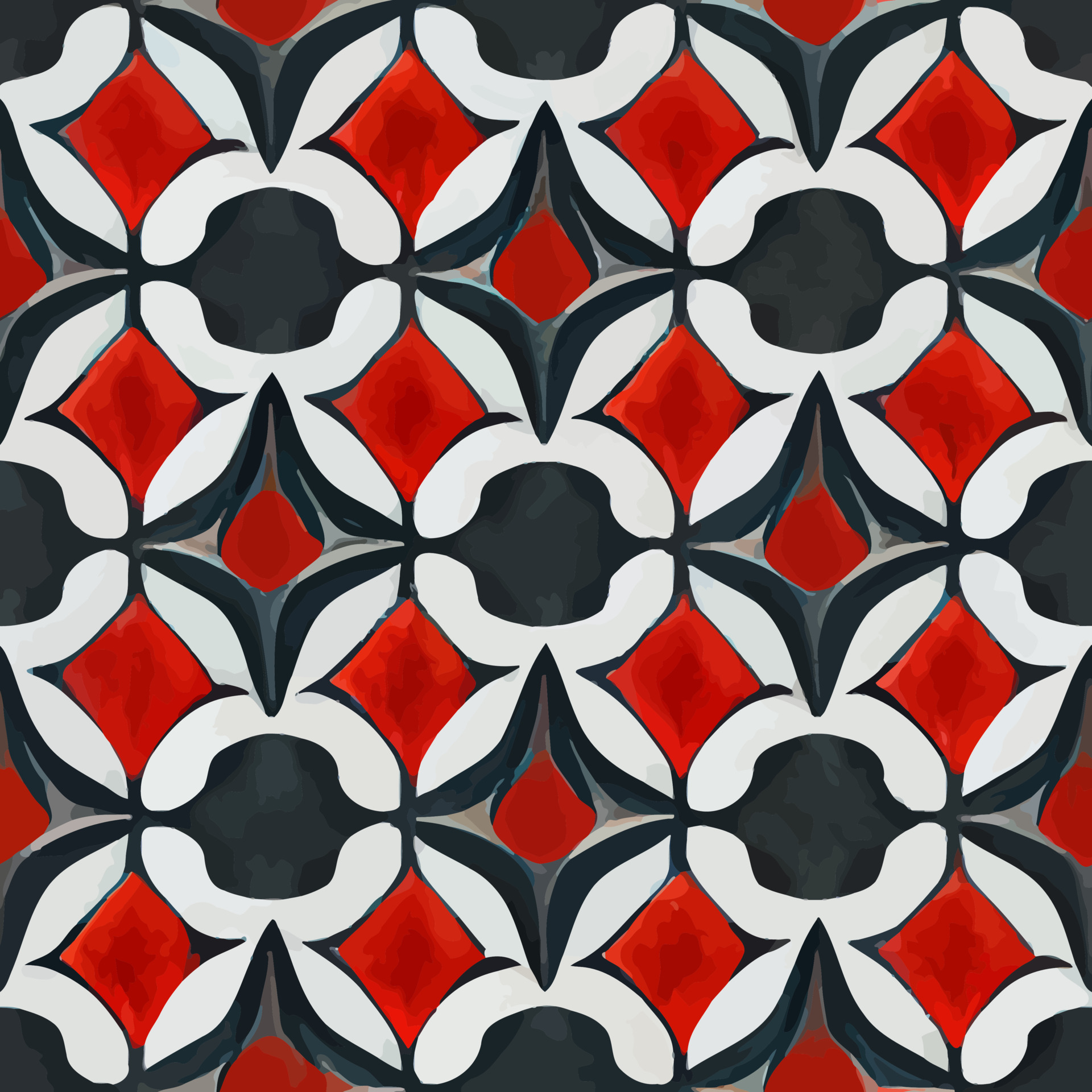 illustration vector graphic of black and red geometric seamless tile ...