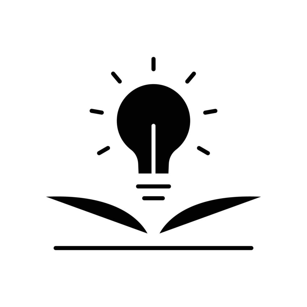 Light bulb glyph icon illustration with open book. icon illustration related to study idea ...