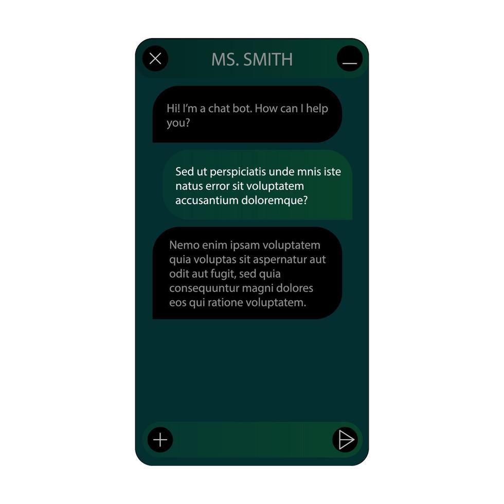 Chatbot Window Dark Mode User Interface Of Application With Online