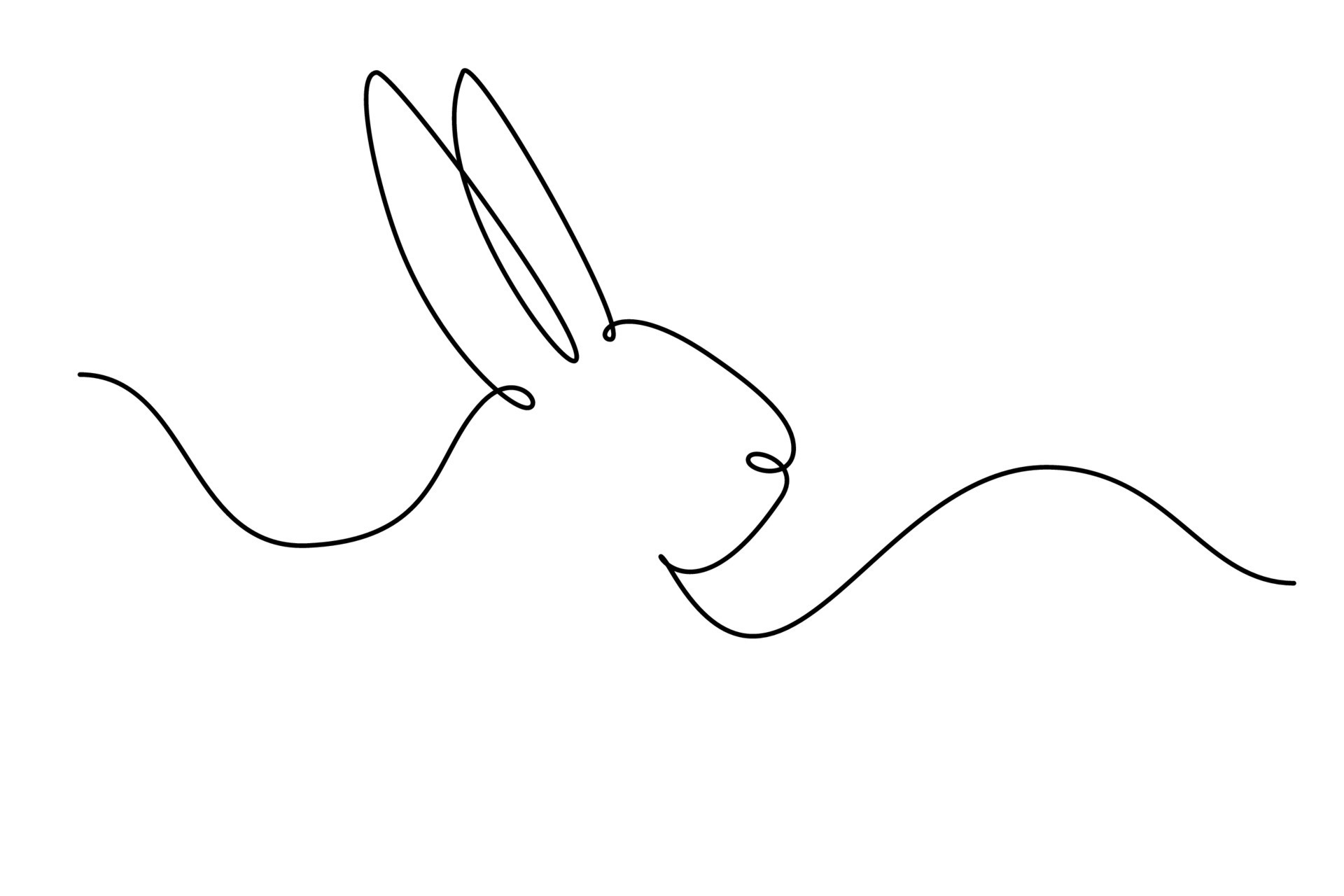 Easter Bunny With Heart Continuous One Line Drawing Rabbit Simple Image Minimalist Vector