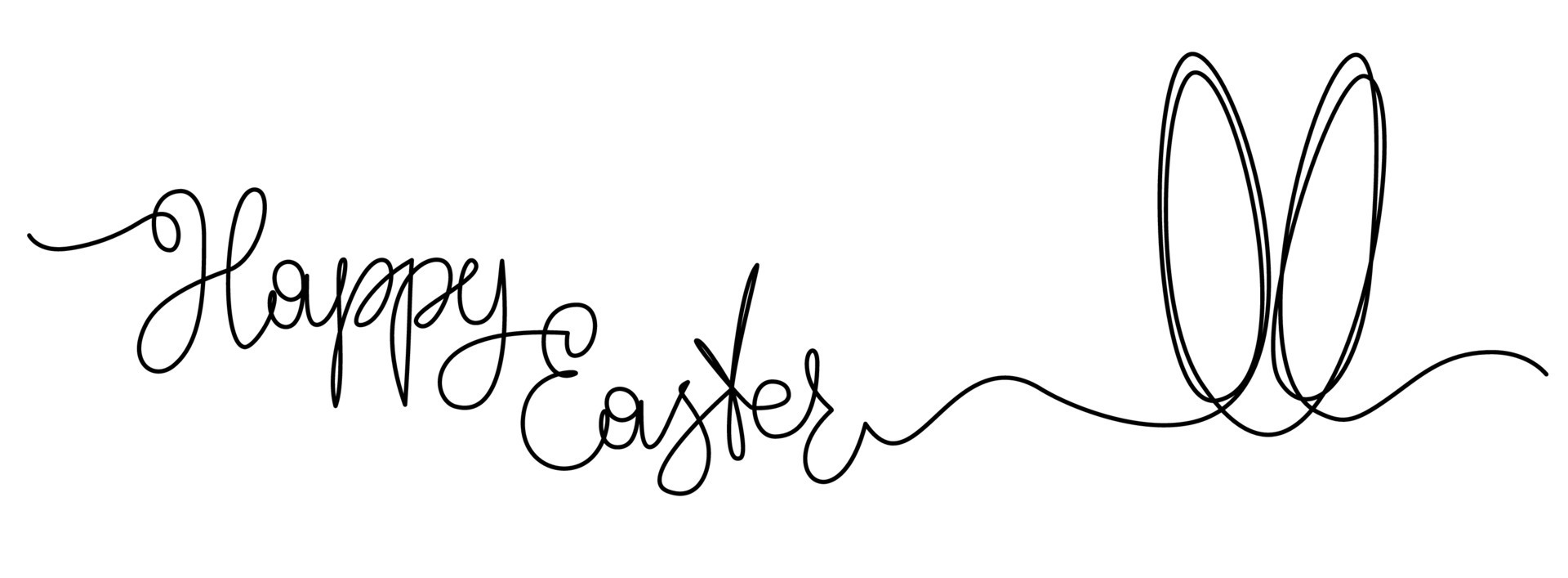Easter Bunny With Heart Continuous One Line Drawing Rabbit Simple Image Minimalist Vector