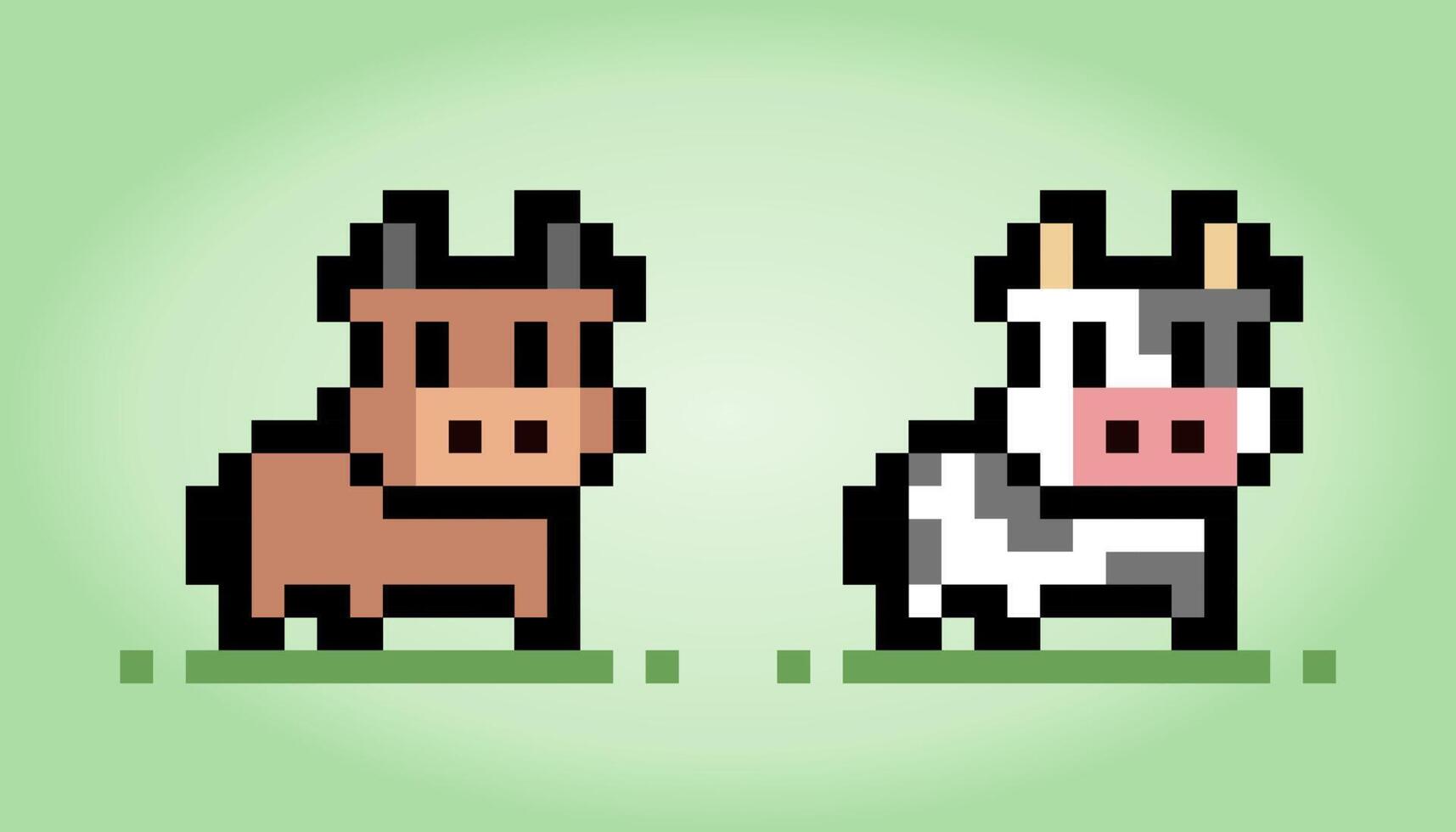 8 bit pixel of cow. Animals for game assets in vector illustrations. Cross Stitch Pattern Cow ...