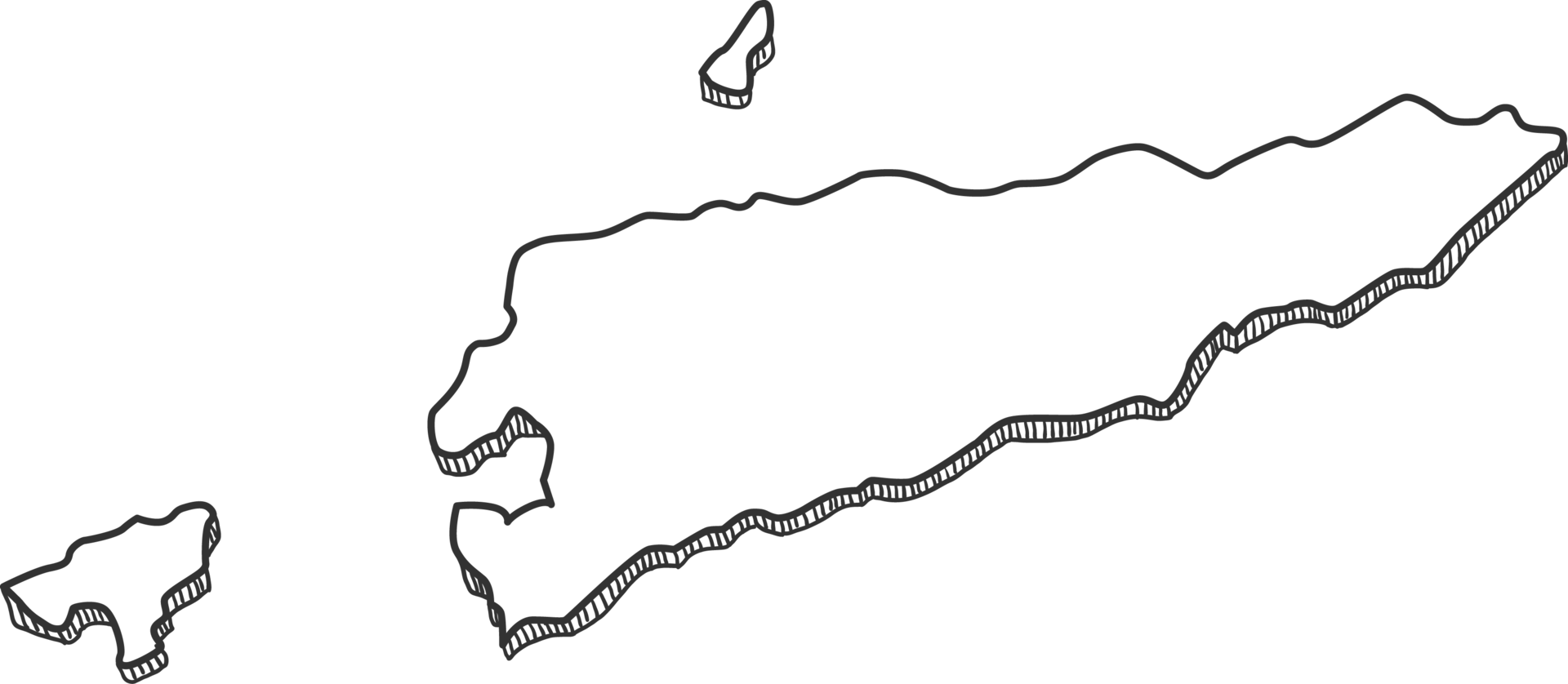 Hand Drawn Of Timor Leste 3d Map 12987030 Png