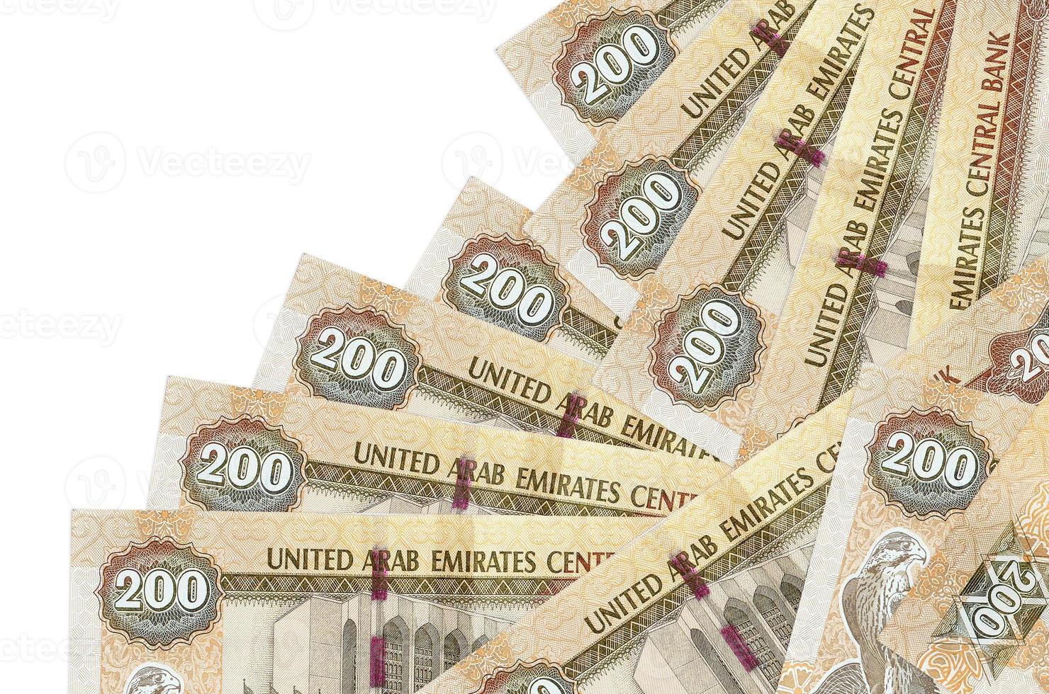 200 UAE Dirhams Bills Lies In Different Order Isolated On White Local 200-uae-dirhams-bills-lies-in-different-order-isolated-on-white-local