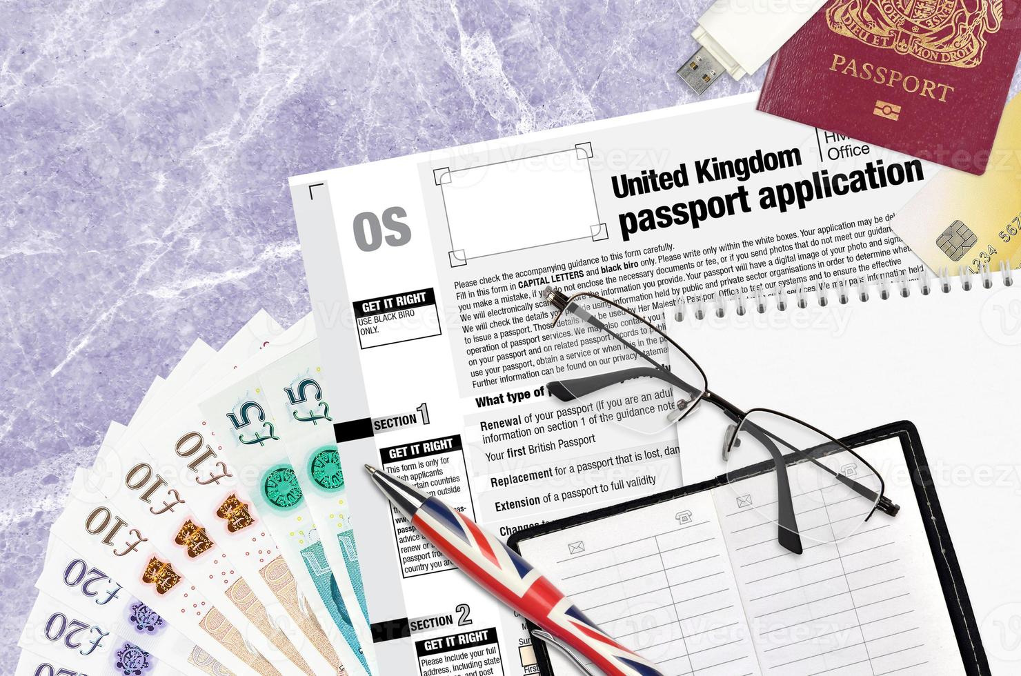 English Form Os United Kingdom Passport Application From Hm Passport Office Lies On Table With