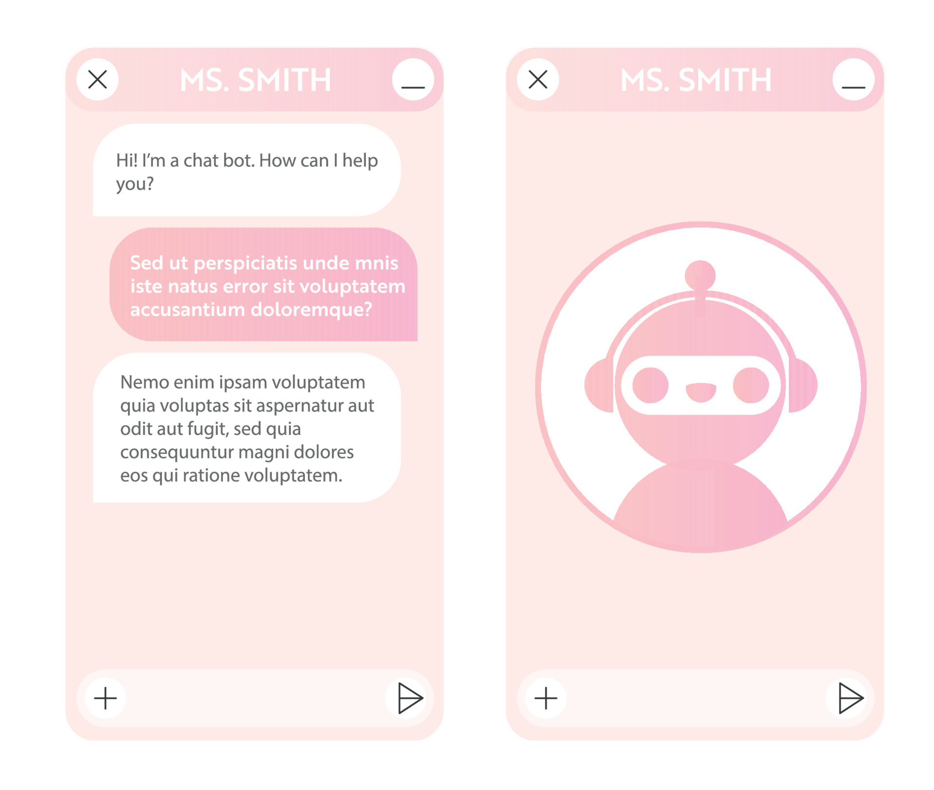 Chatbot Window With Robot Icon User Interface Of Application With Online Dialogue Conversation