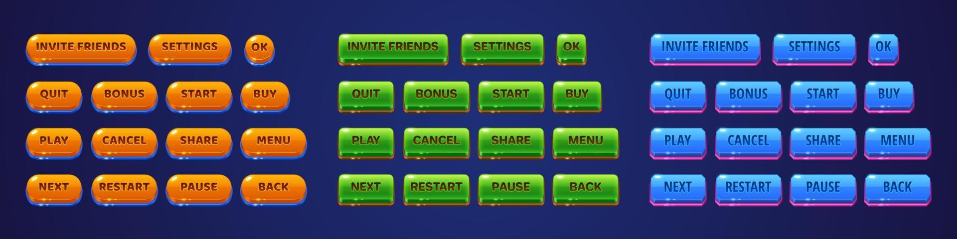 Glossy Buttons For Game Or App Menu Interface Set 12991446 Vector Art