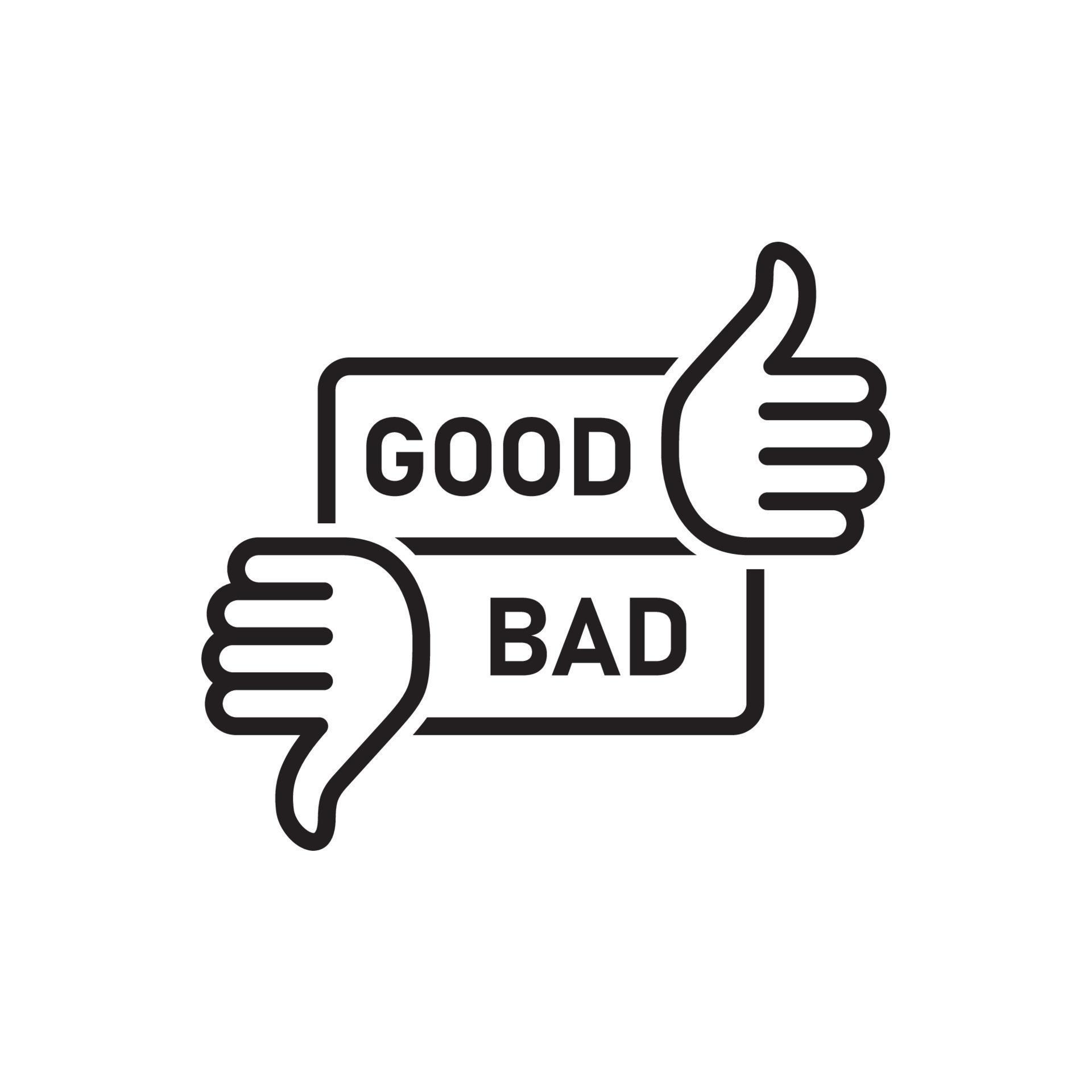 Good and bad flat vector Icons. Thumb up and thumb down sign. Up and ...