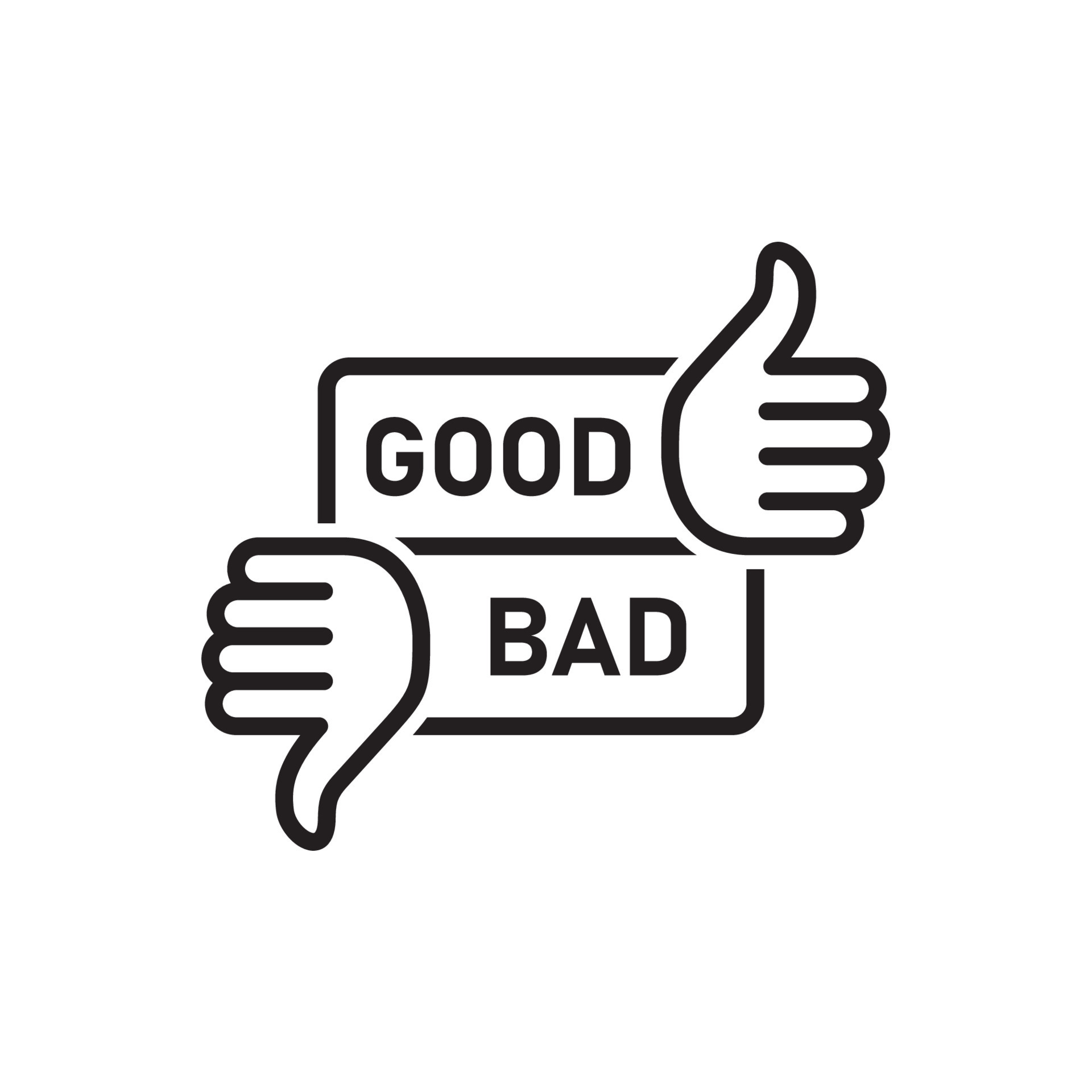 Good and bad flat vector Icons. Thumb up and thumb down sign. Up and ...
