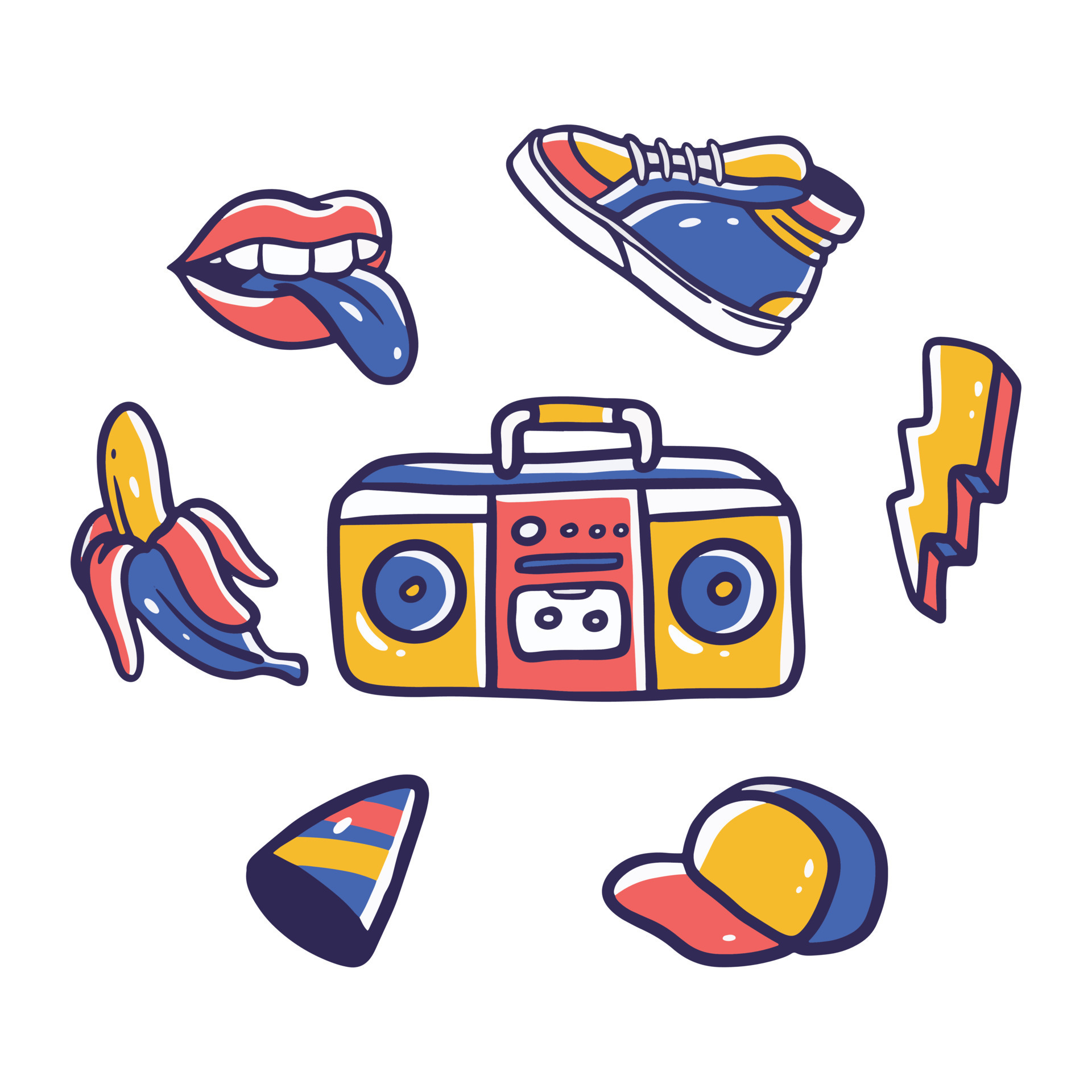 objeto retro de los años 80 para elementos de diseño de moda y ... objeto retro de los años 80 para elementos de diseño de moda y ...