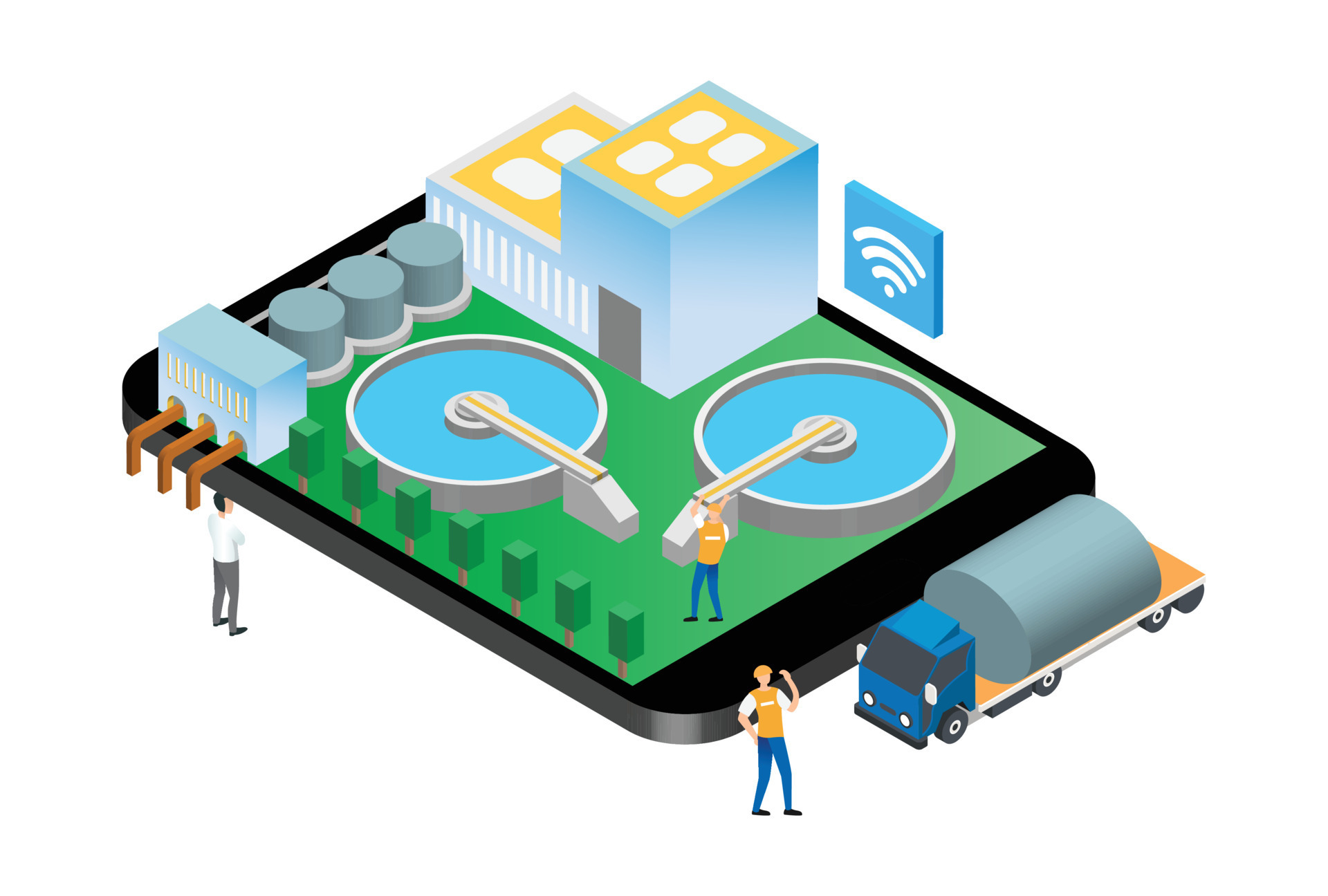 Modern Isometric Smart Water Purification And Treatment Plant modern-isometric-smart-water-purification-and-treatment-plant