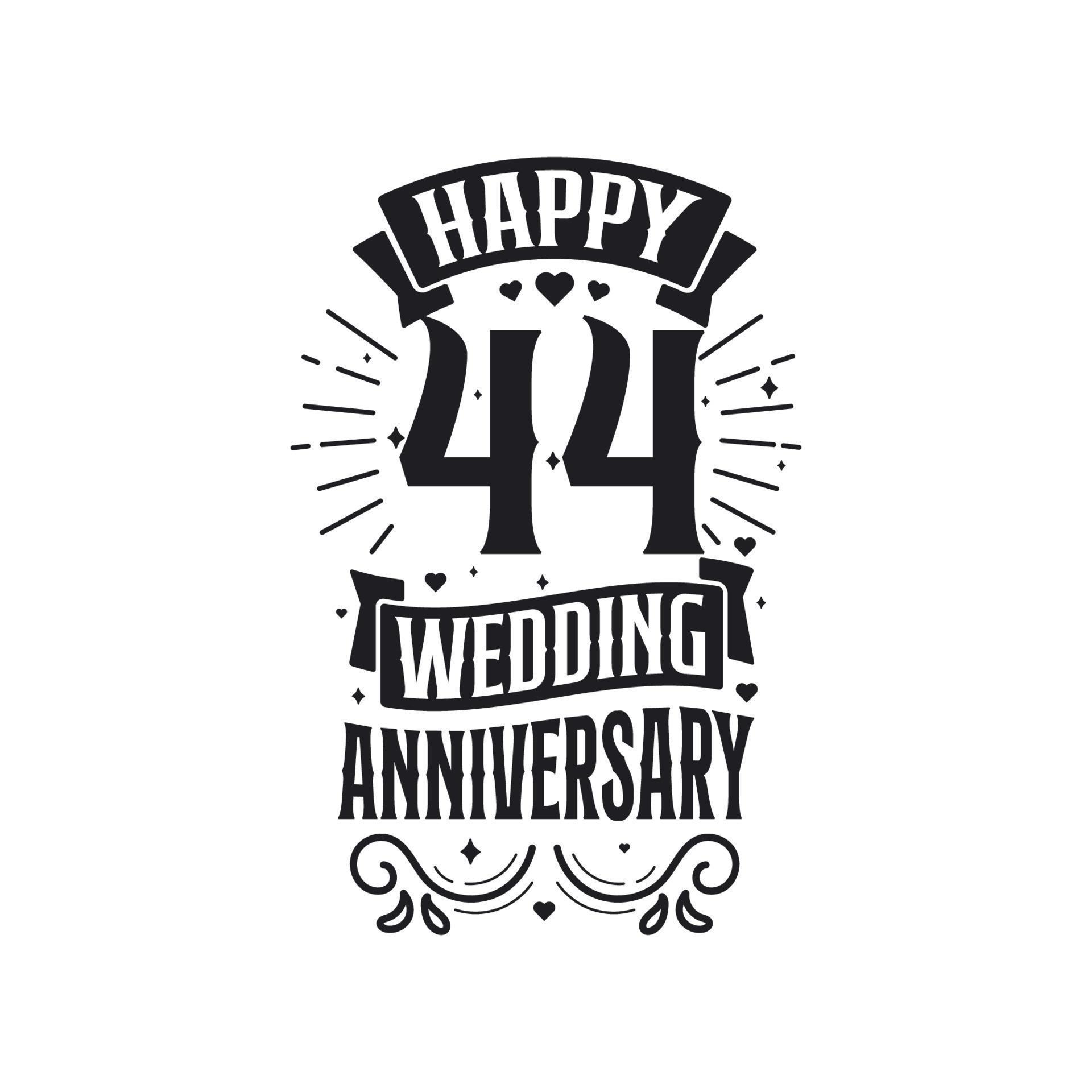44 Years Anniversary Celebration Typography Design Happy 44th Wedding