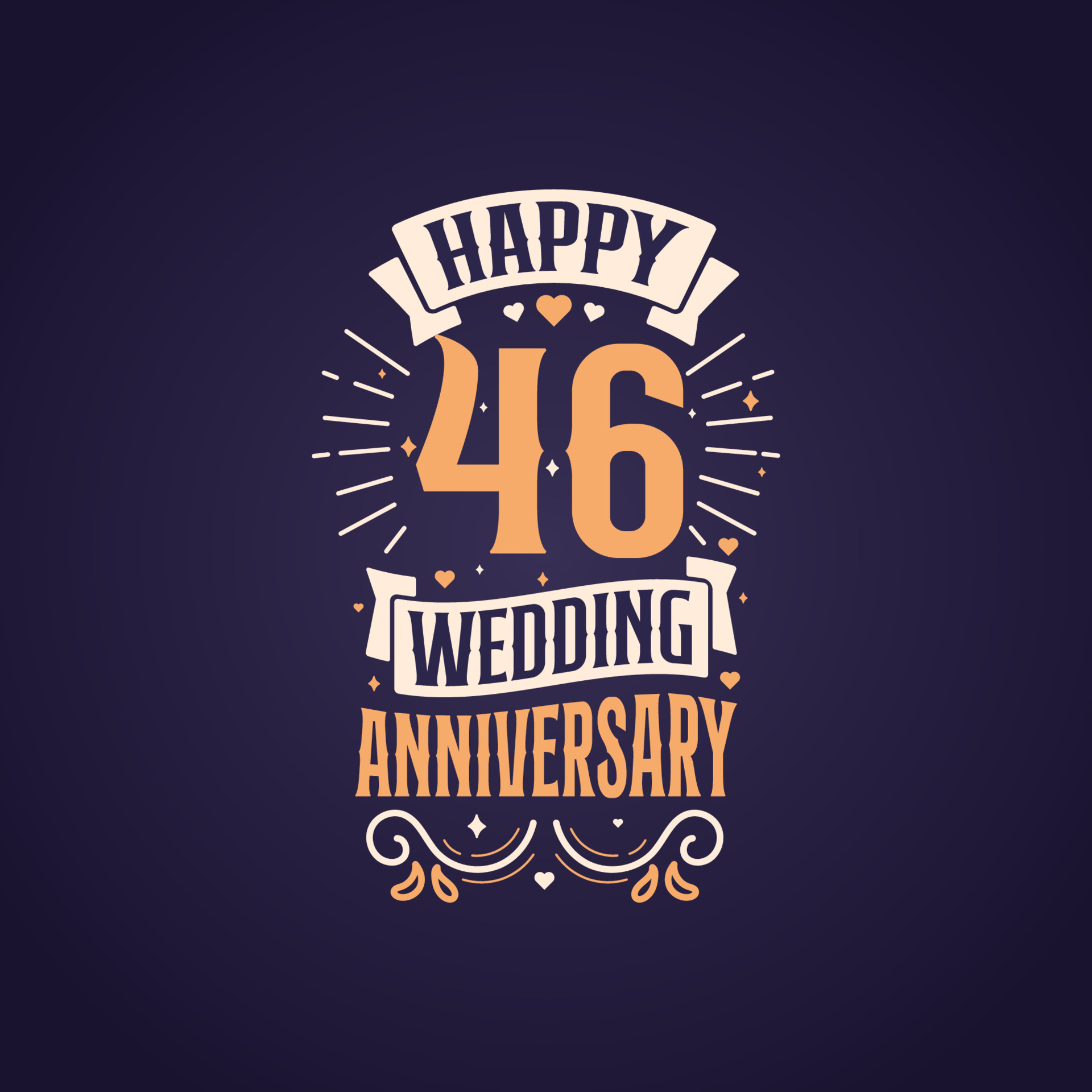 Feliz 46 Aniversario De Boda Cita Diseño De Letras Diseño De