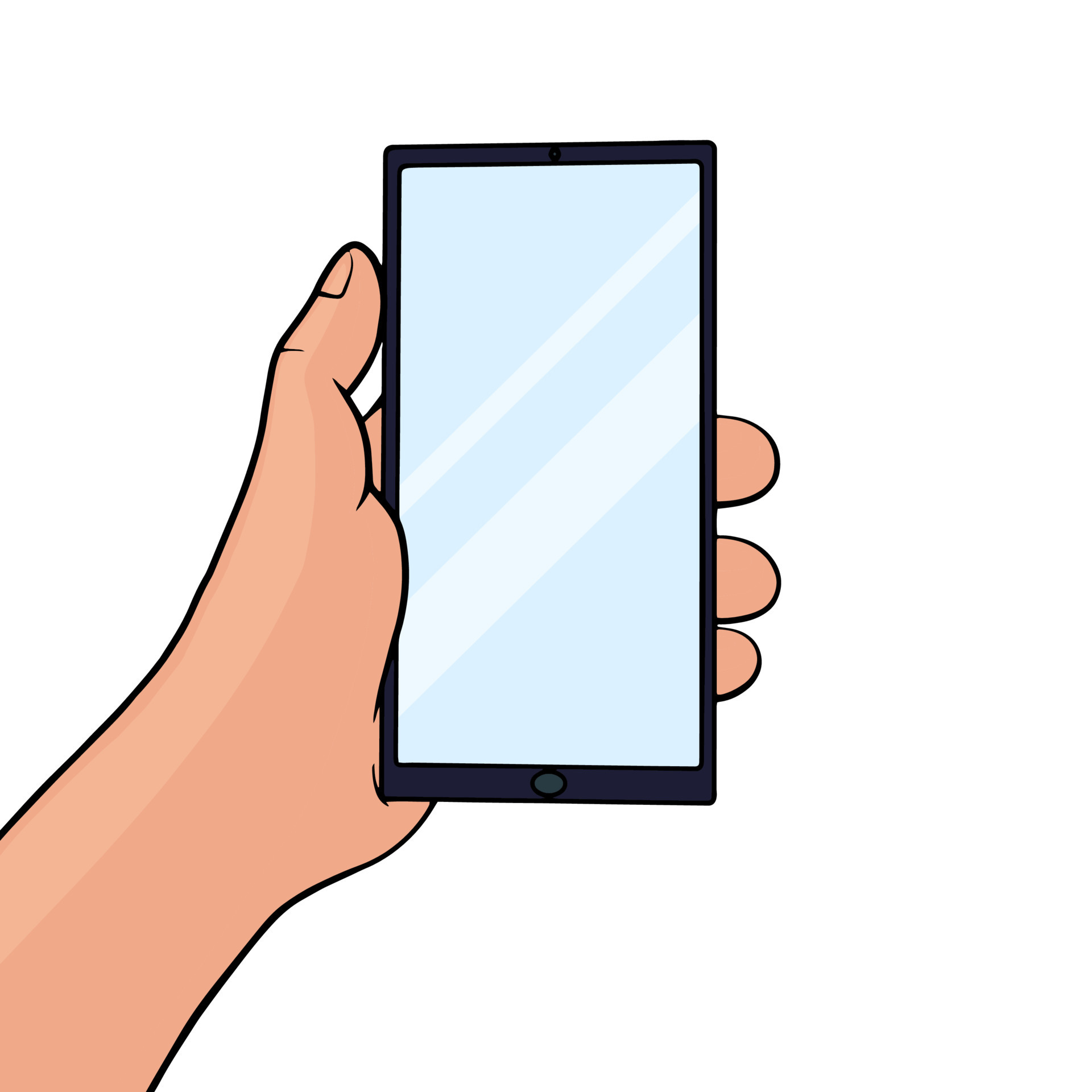 Hand holding smartphone, empty screen with shadow, mobile phone mockup ... Hand holding smartphone, empty screen with shadow, mobile phone mockup ...