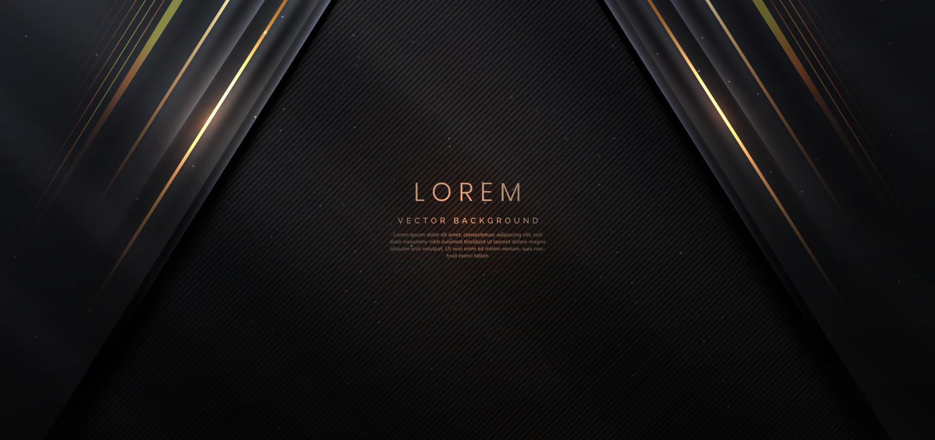 Abstract elegant black background with golden line and lighting effect sparkle. Luxury template ...