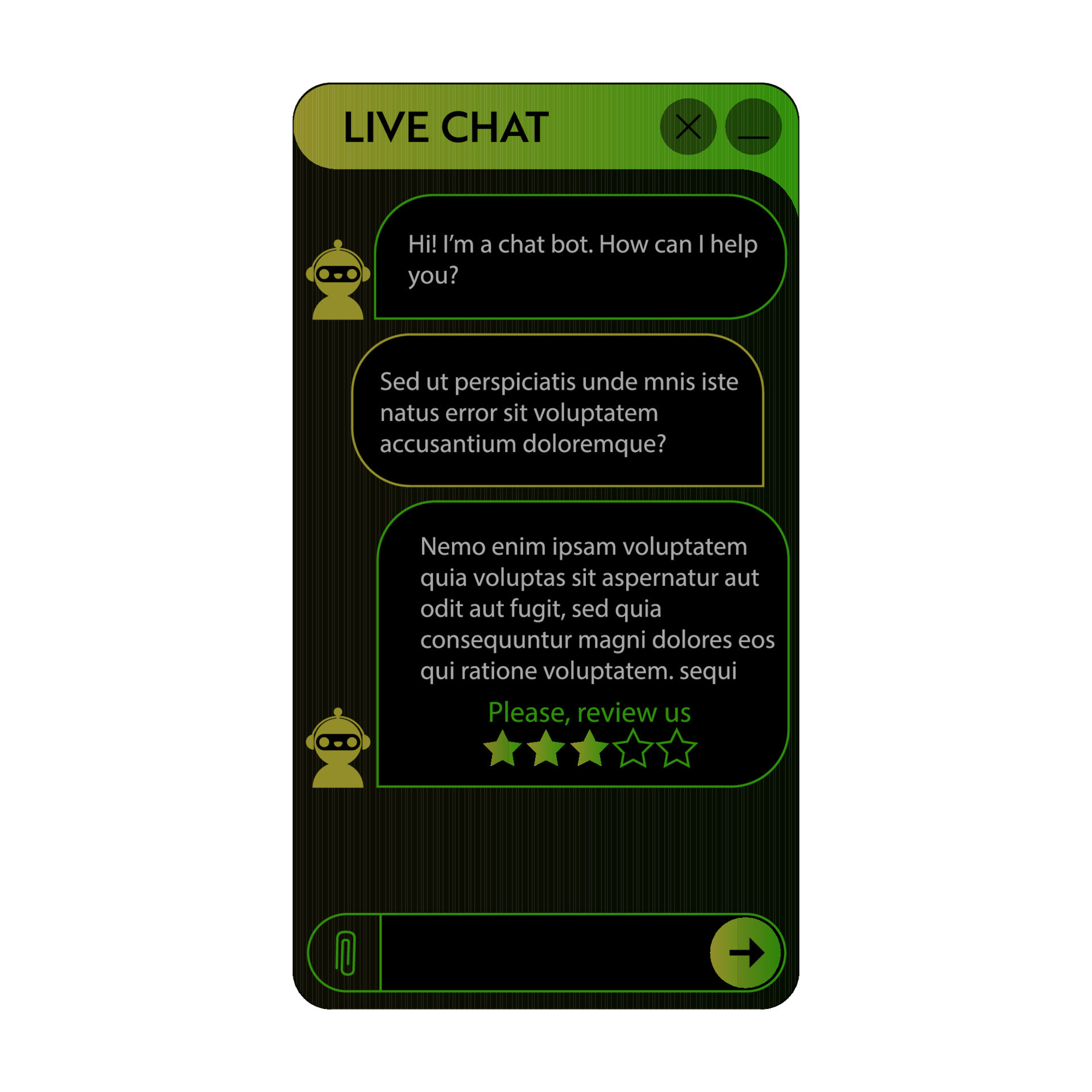 Chatbot Window Dark Mode User Interface Of Application With Online