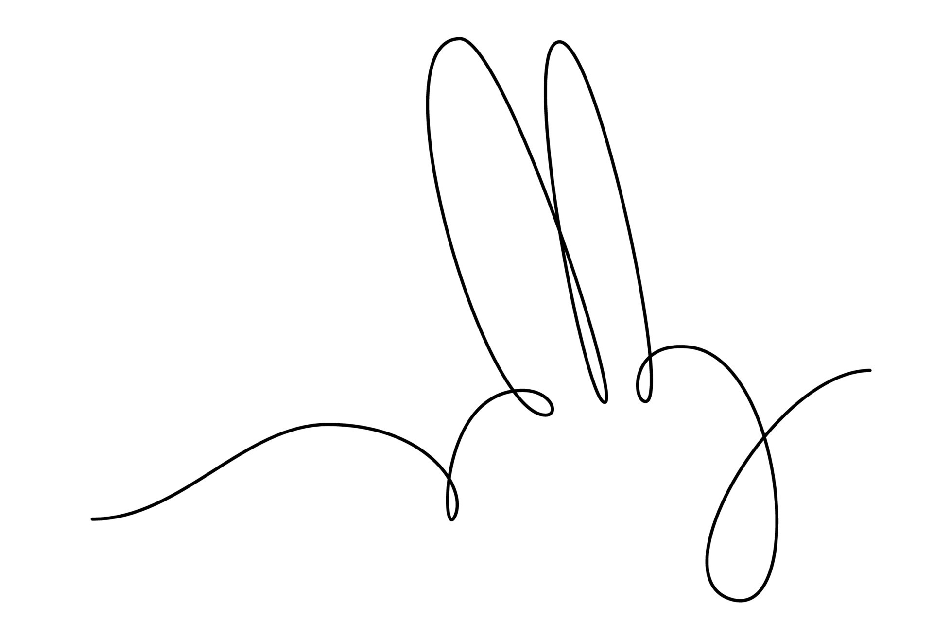 Easter Bunny With Heart Continuous One Line Drawing Rabbit Simple Image Minimalist Vector
