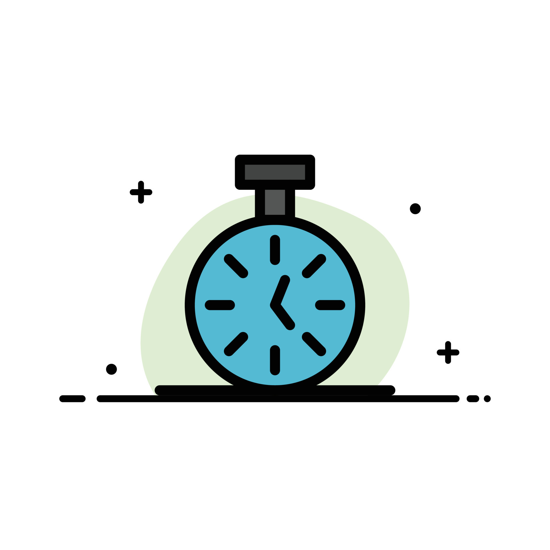 Stopwatch Time Timer Count Business Flat Line Filled Icon Vector Banner