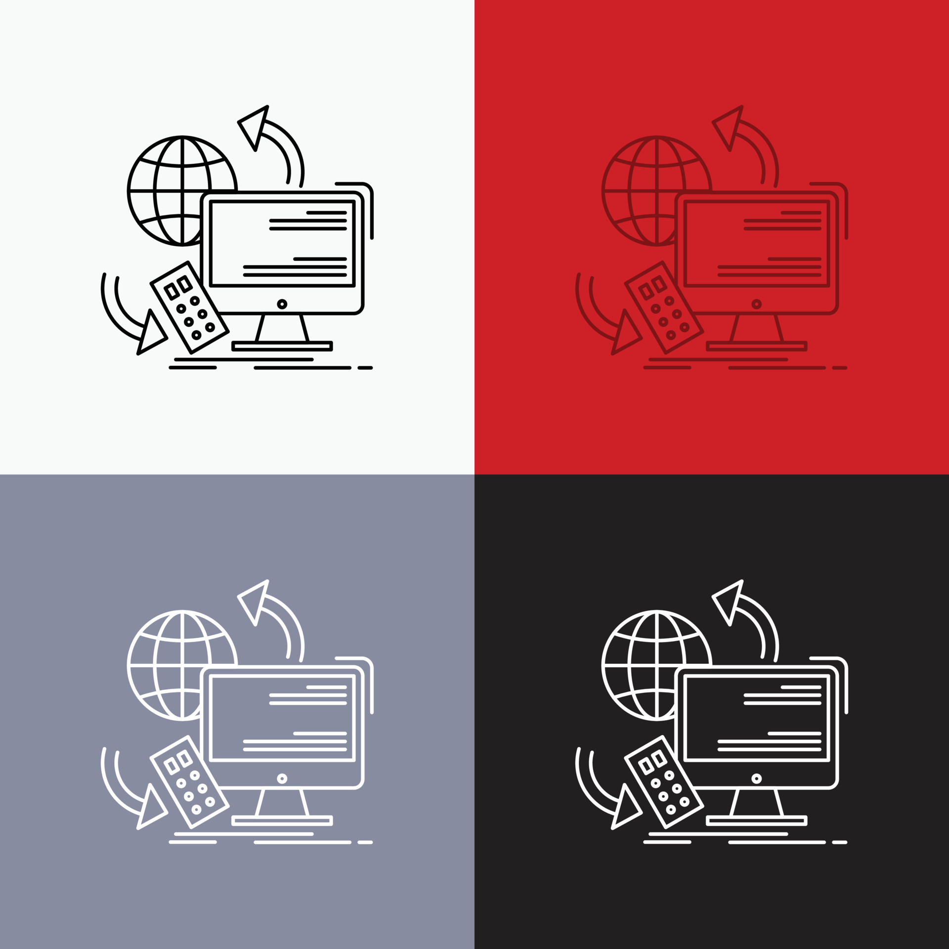 Access. control. monitoring. remote. security Icon Over Various Background. Line style design ...