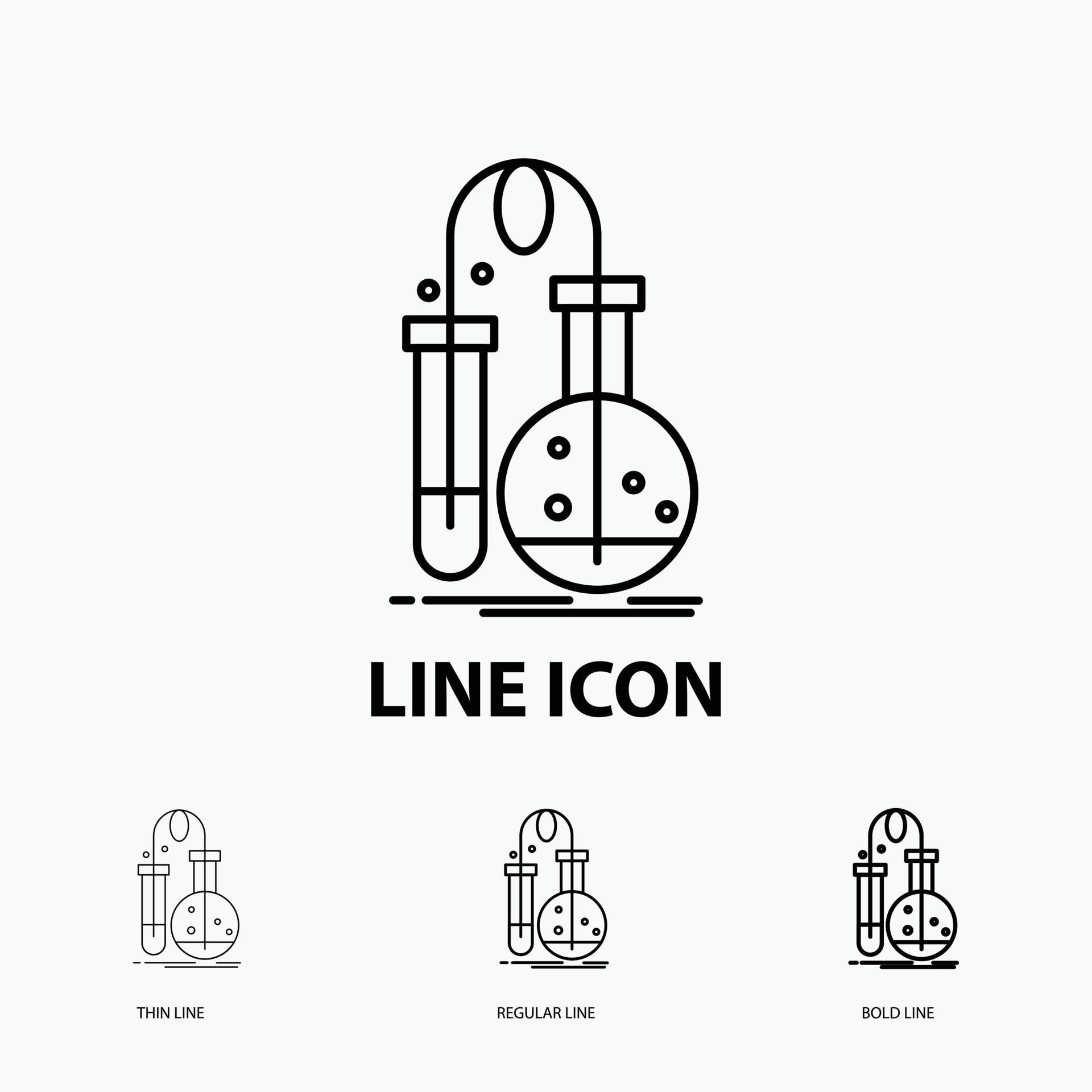 Testing Chemistry Flask Lab Science Icon In Thin Regular And Bold Line Style Vector