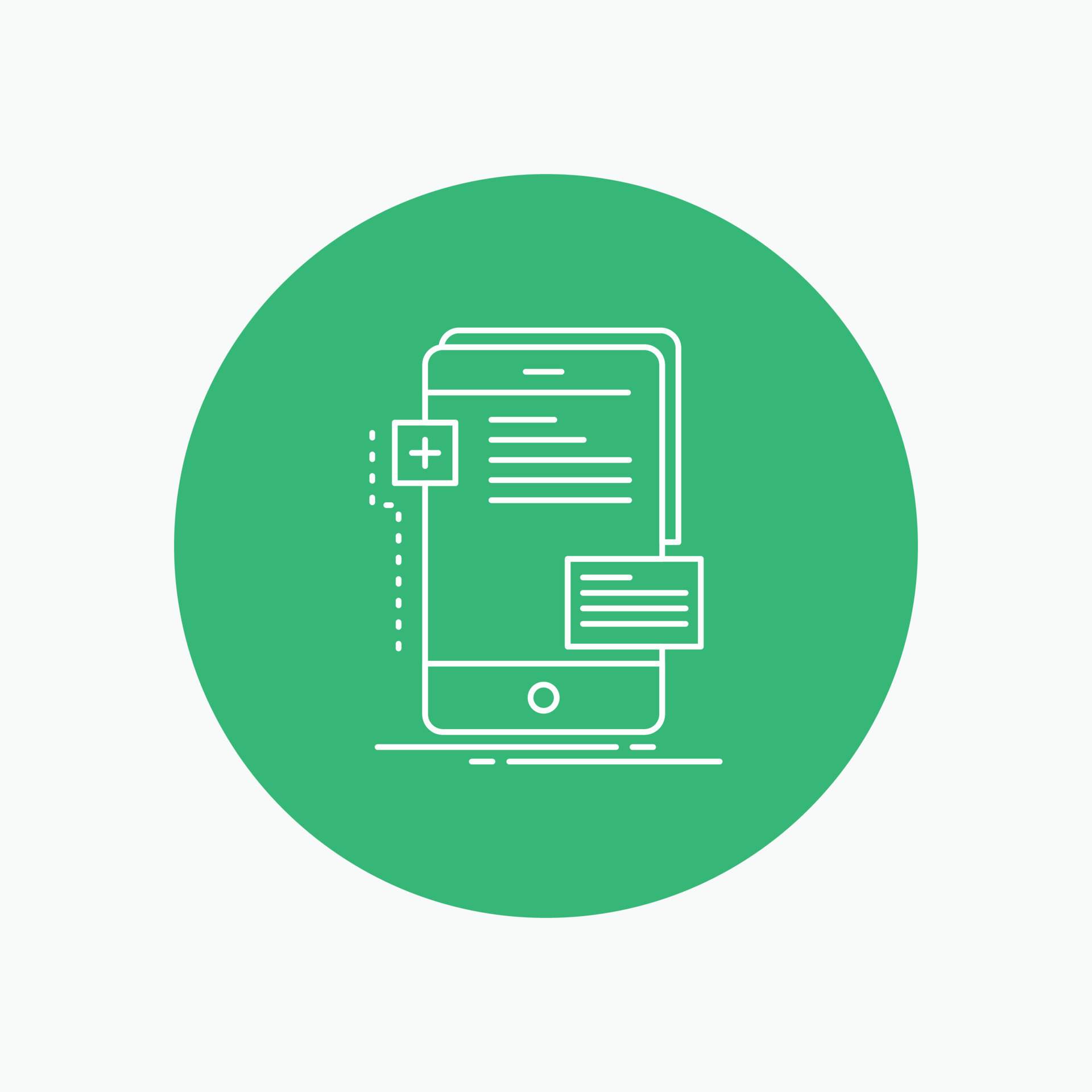 frontend. interface. mobile. phone. developer White Line Icon in Circle ... frontend. interface. mobile. phone. developer White Line Icon in Circle ...