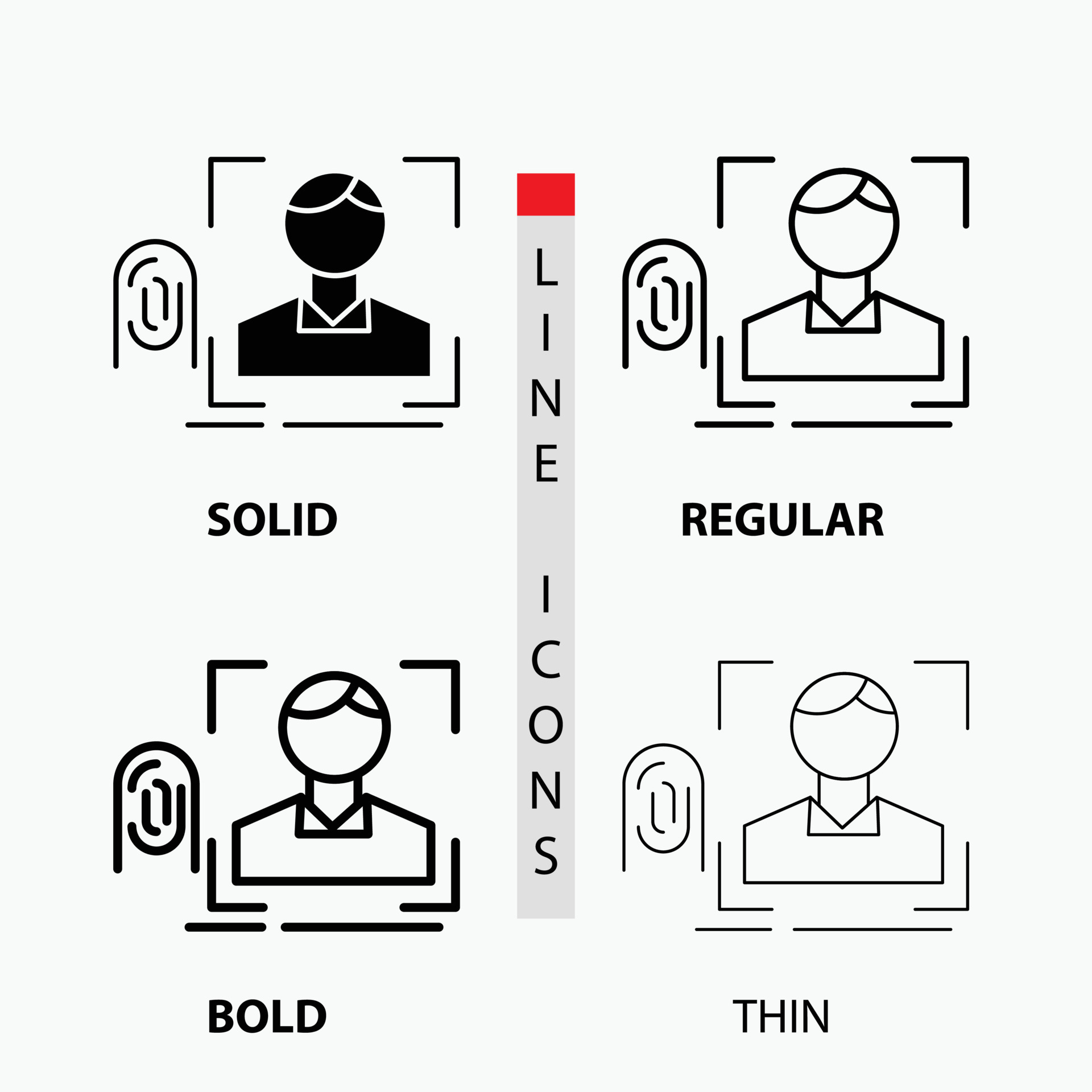 Finger Fingerprint Recognition Scan Scanning Icon In Thin Regular Bold Line And Glyph