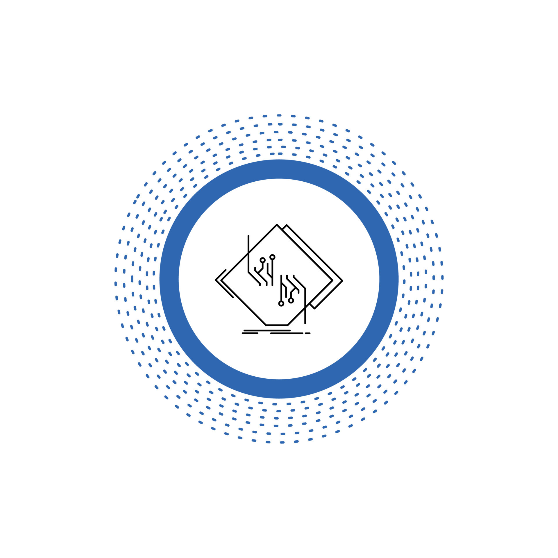 Board Chip Circuit Network Electronic Line Icon Vector Isolated