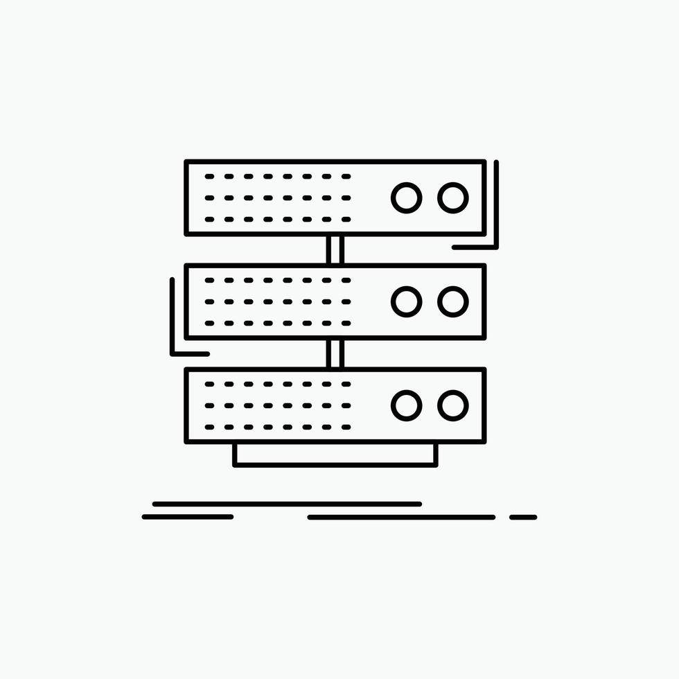 Server Storage Rack Database Data Line Icon Vector Isolated