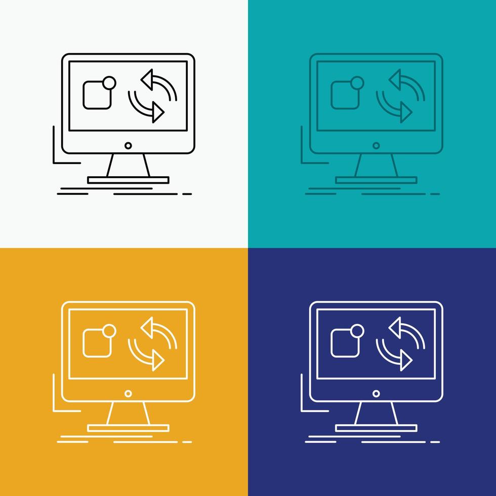 Update App Application Install Sync Icon Over Various Background Line Style Design