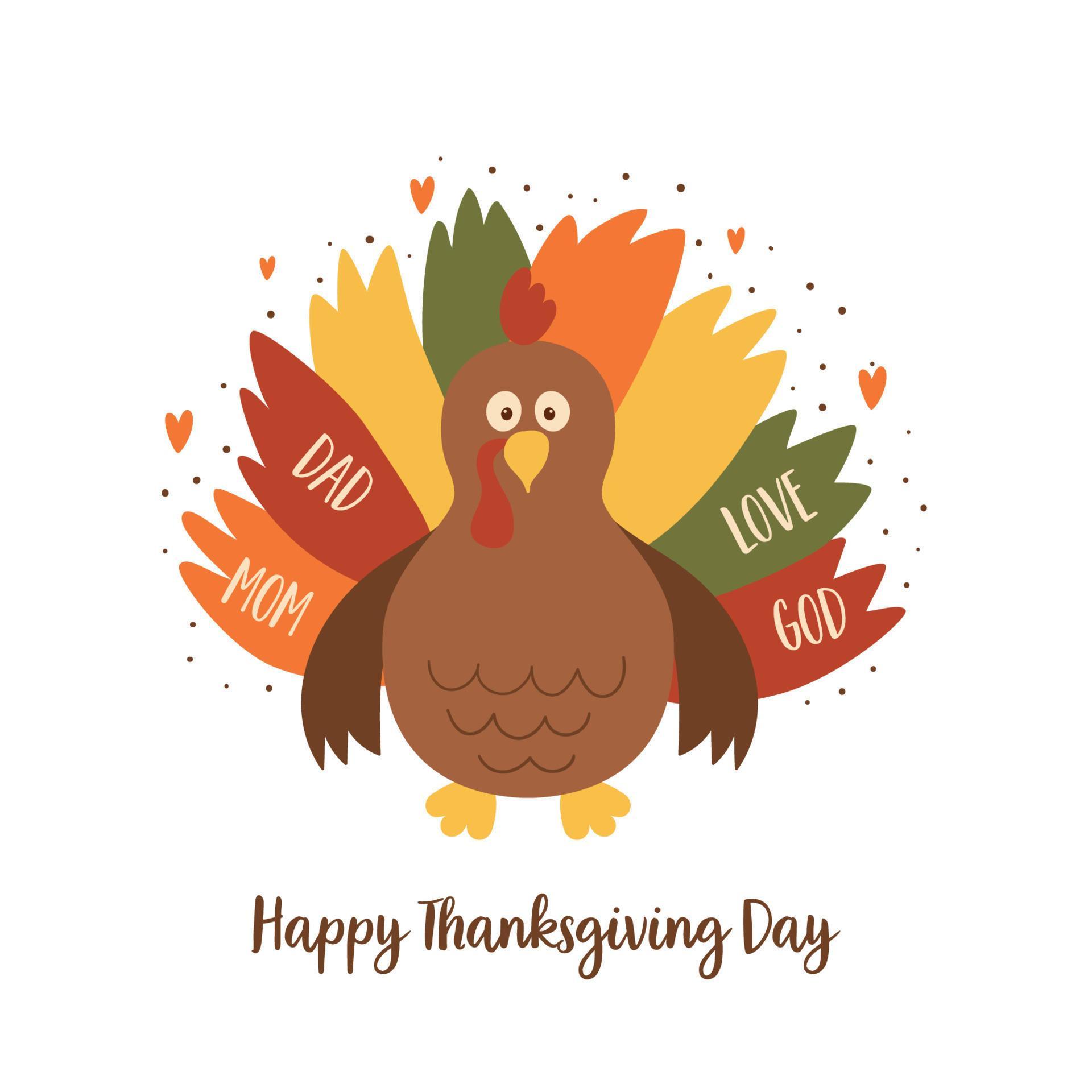 Cartoon Thanksgiving turkey vector illustration. Cute isolated graphic ...