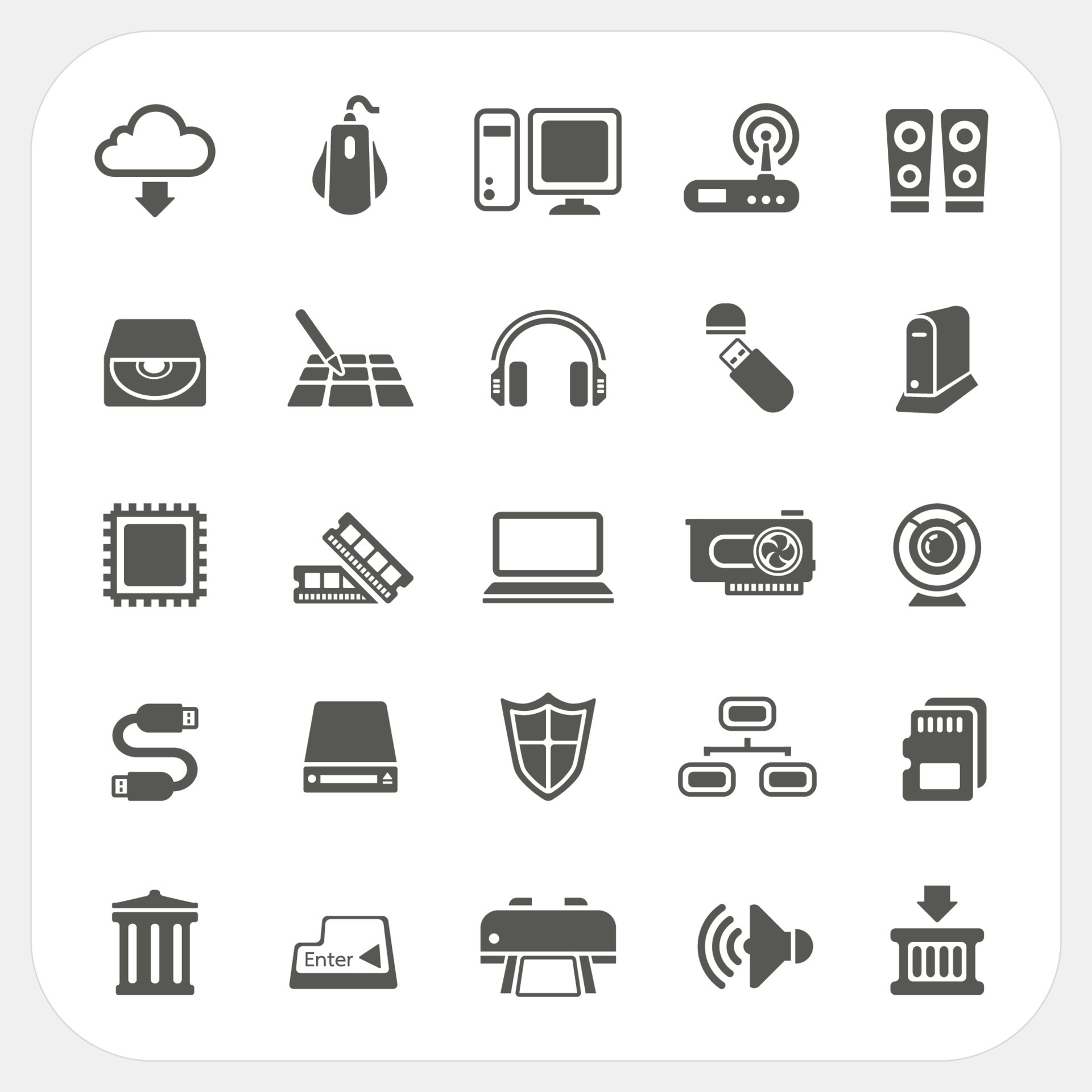 Computer Hardware icons set 13002080 Vector Art at Vecteezy