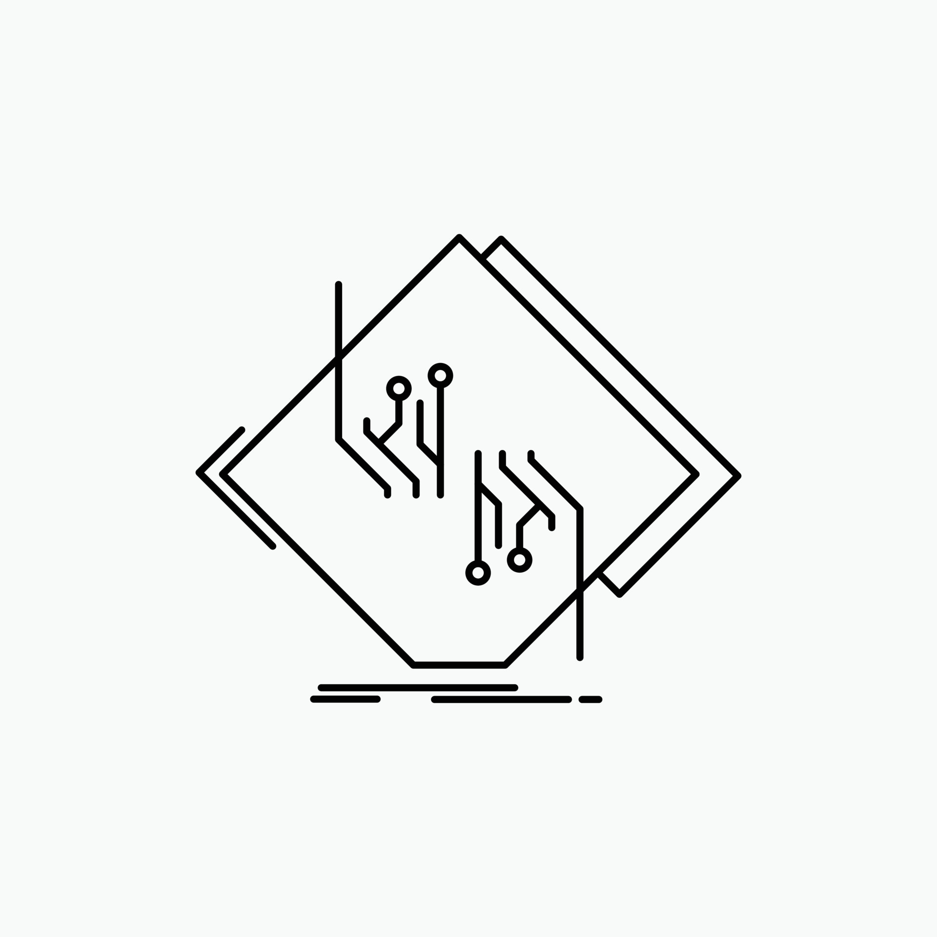 Board Chip Circuit Network Electronic Line Icon Vector Isolated
