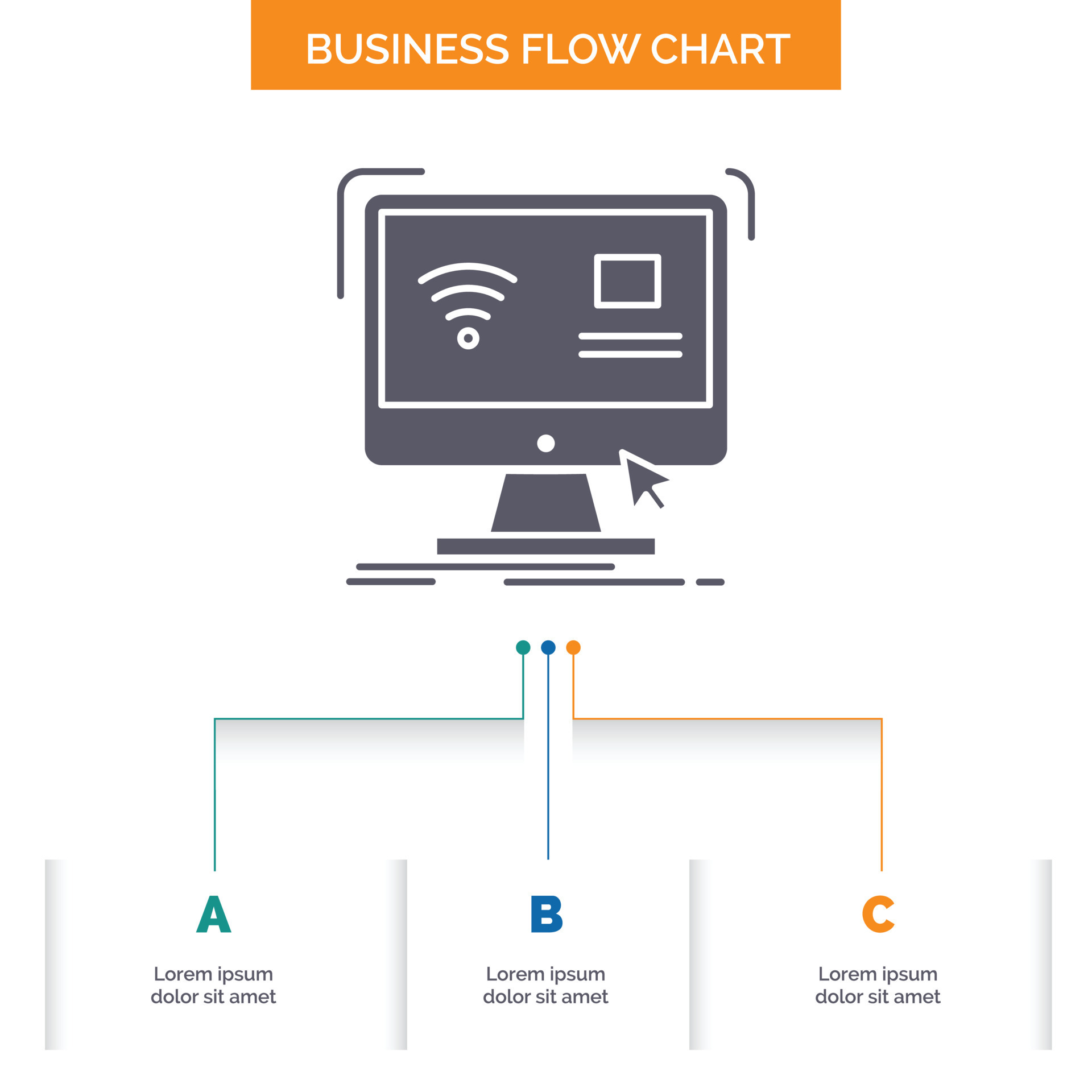 Control. computer. monitor. remote. smart Business Flow Chart Design with 3 Steps. Glyph Icon ...
