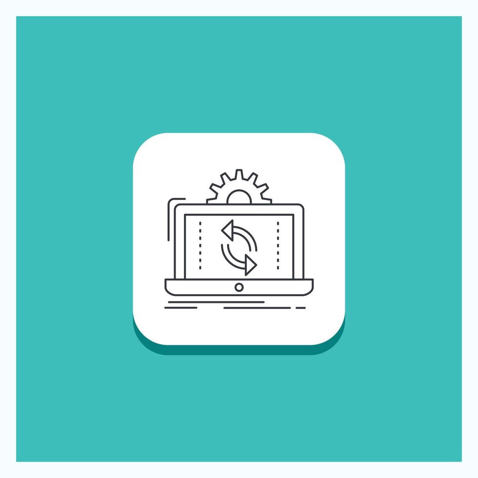 Round Button for data. processing. Analysis. reporting. sync Line icon Turquoise Background ...