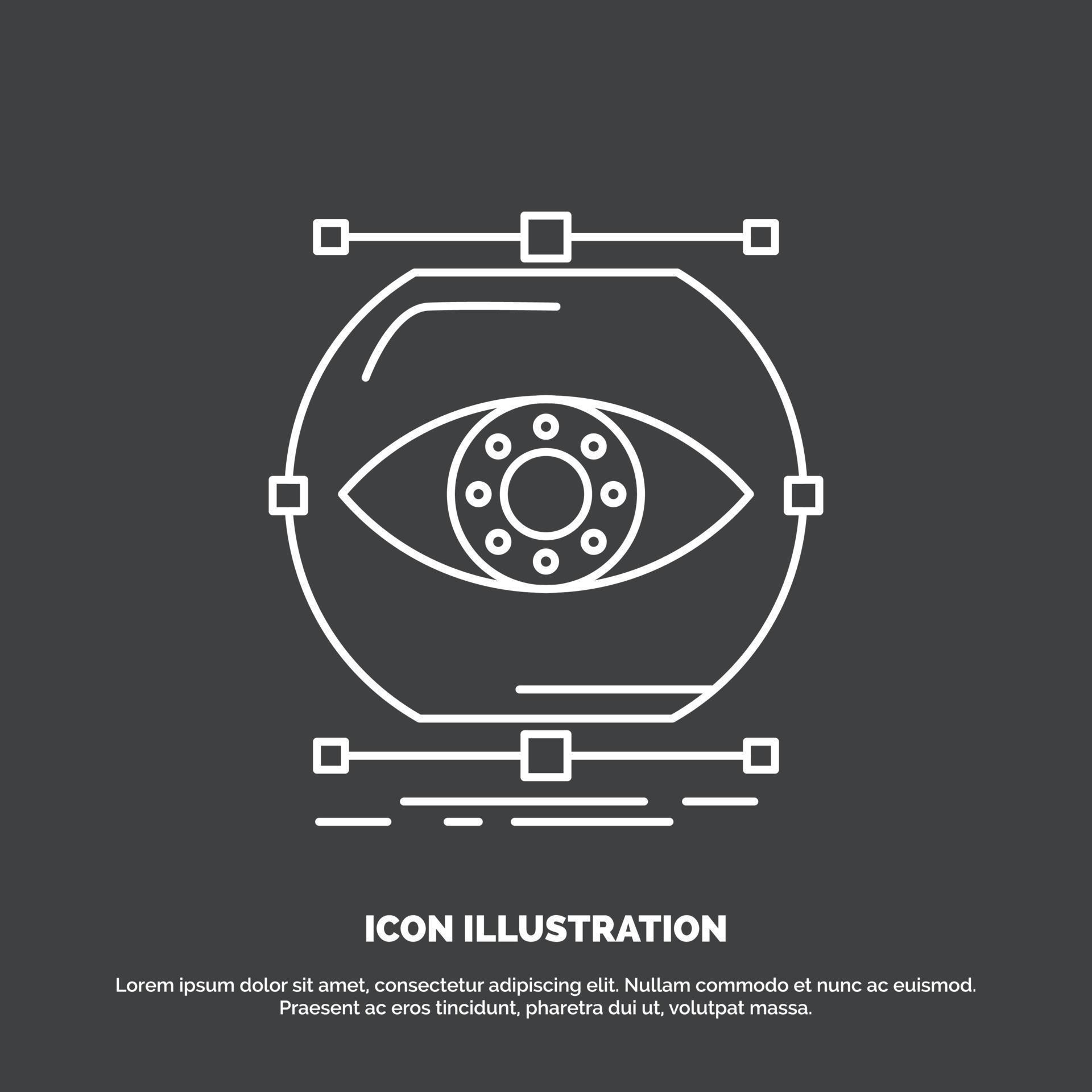 visualize. conception. monitoring. monitoring. vision Icon. Line vector symbol for UI and UX ...