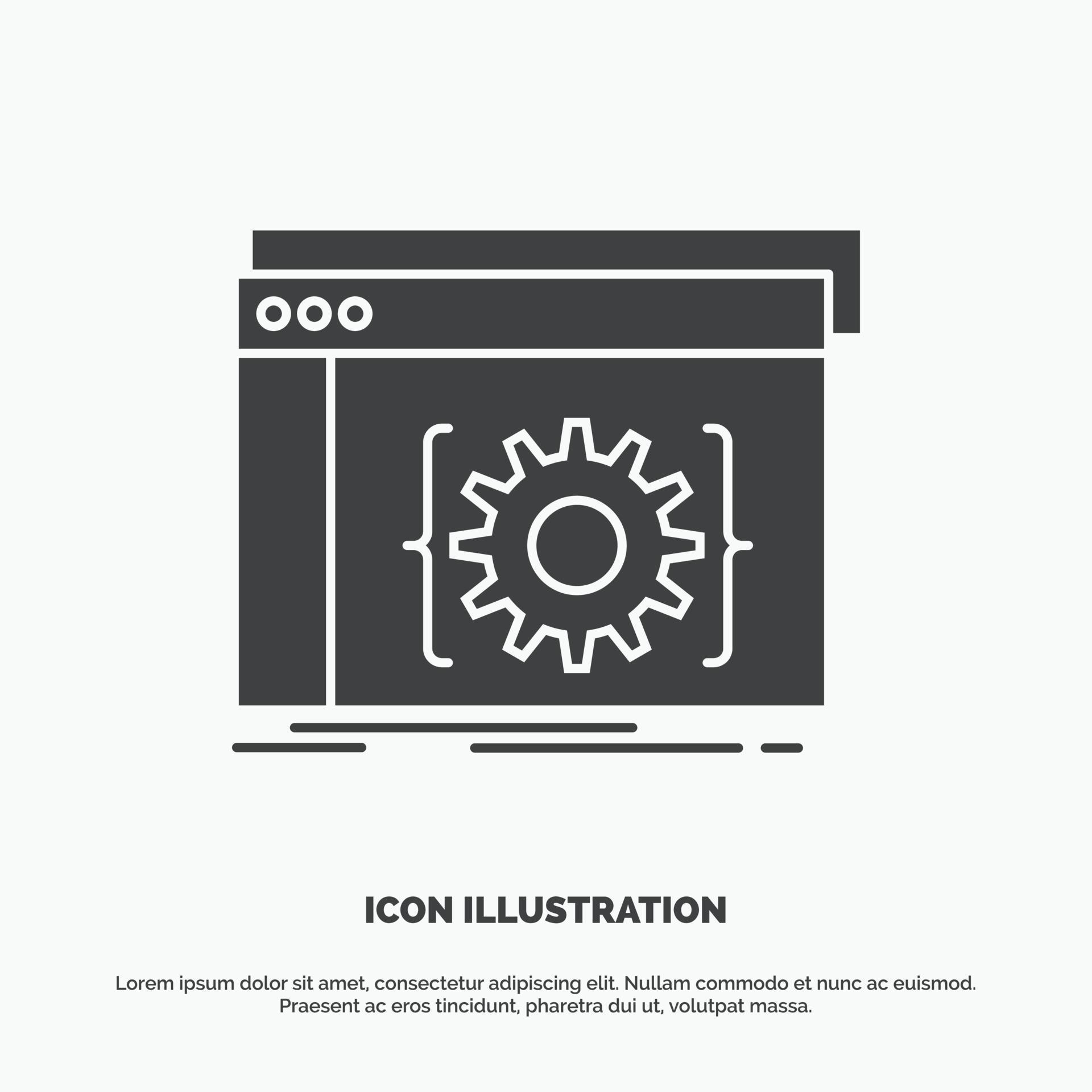Api App Coding Developer Software Icon Glyph Vector Gray Symbol For Ui And Ux Website Or