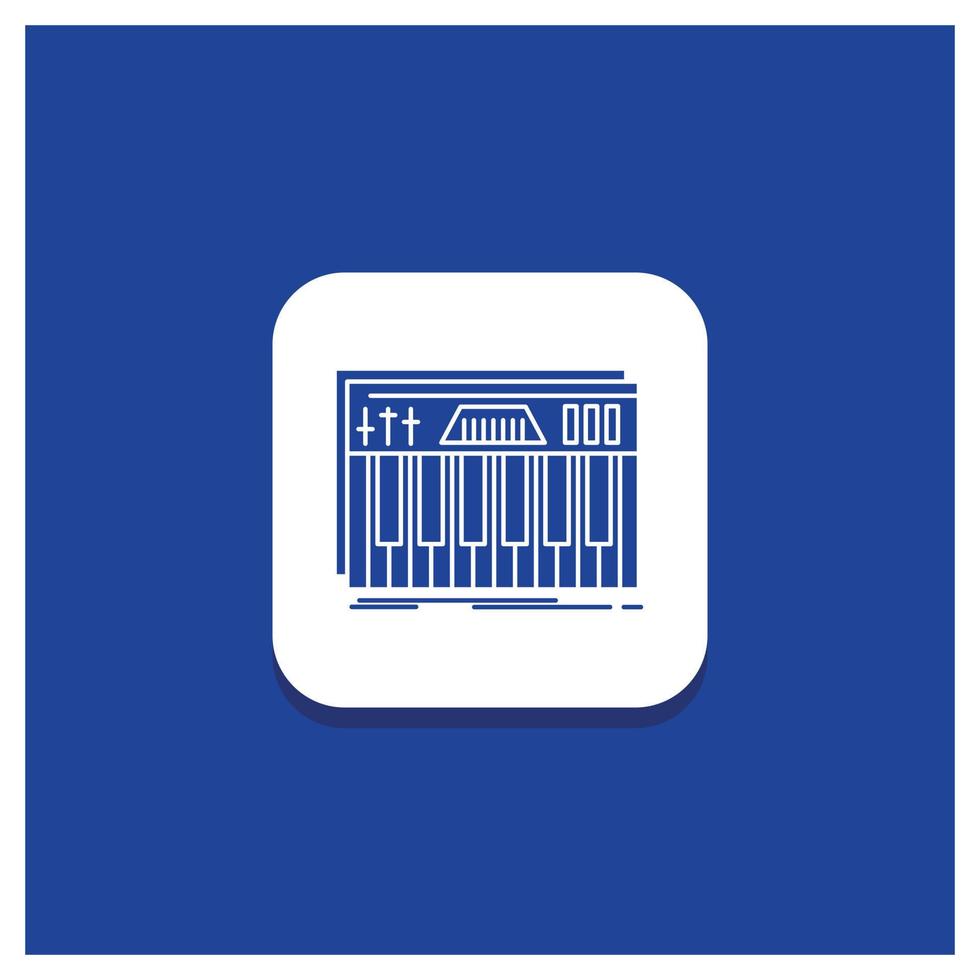 Blue Round Button For Controller Keyboard Keys Midi Sound Glyph