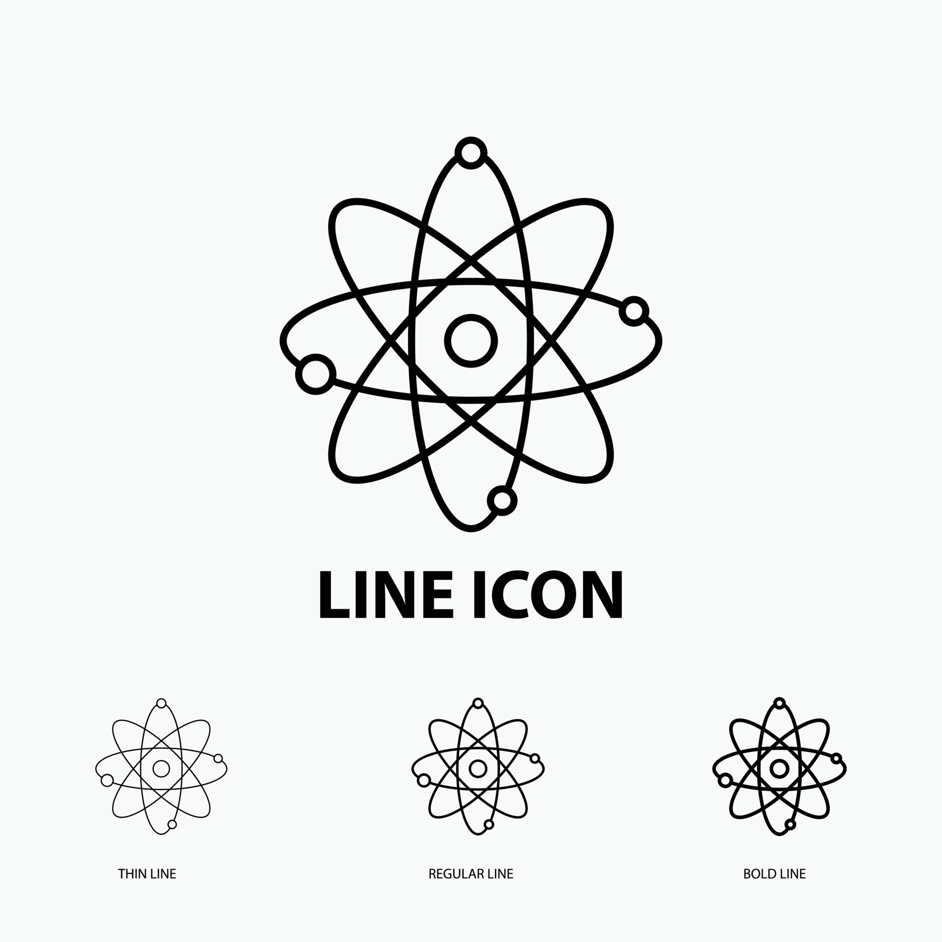 Atom Nuclear Molecule Chemistry Science Icon In Thin Regular And Bold Line Style Vector