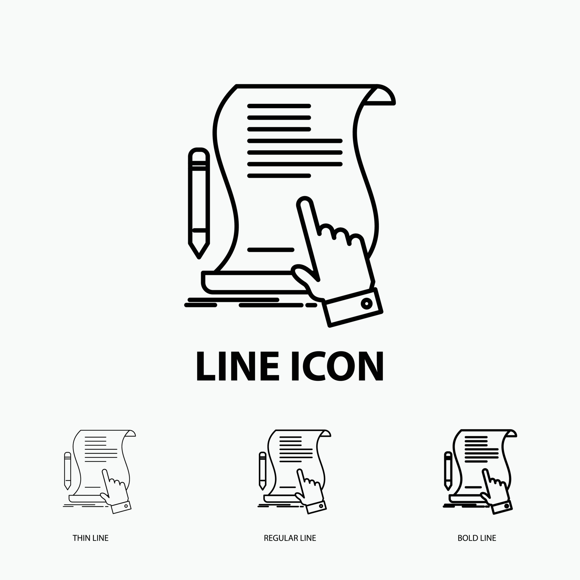 contract. document. paper. sign. agreement. application Icon in Thin. Regular and Bold Line ...
