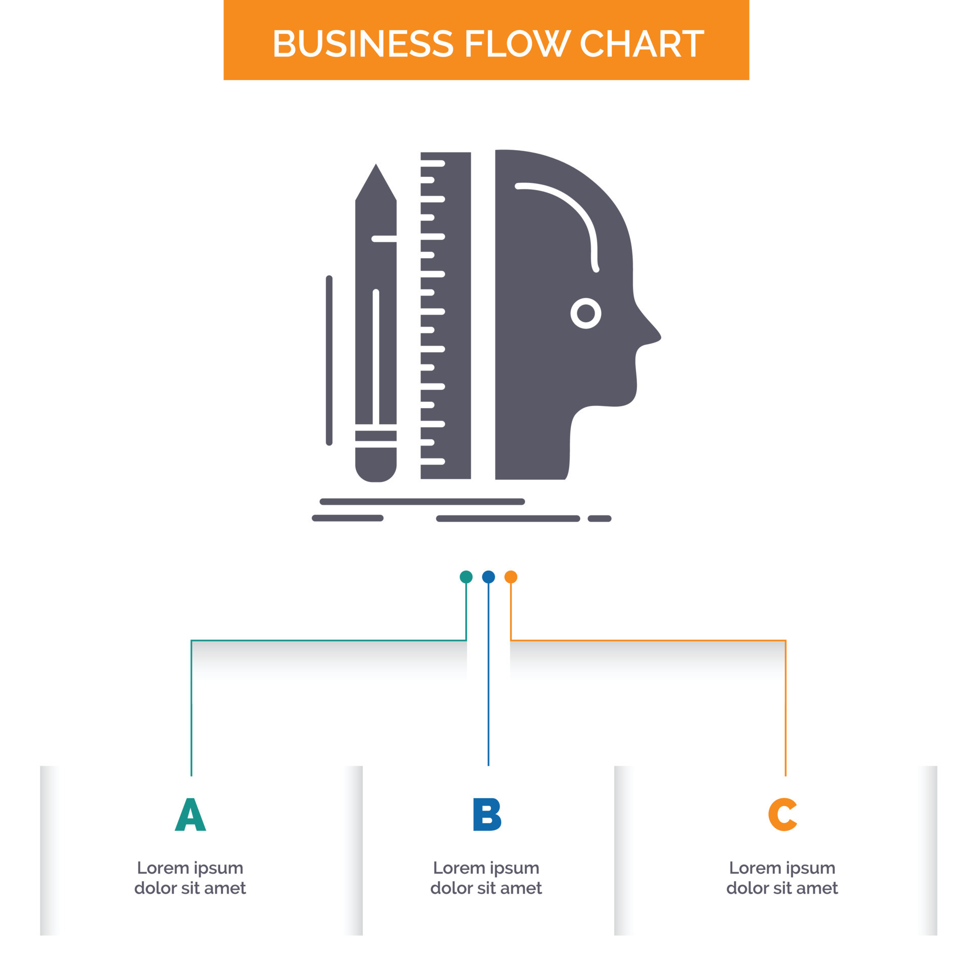 Design. human. ruler. size. thinking Business Flow Chart Design with 3 ...