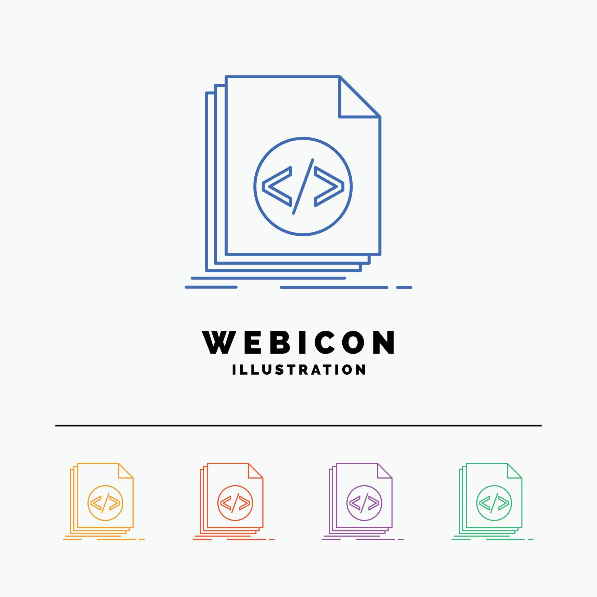 Code Coding File Programming Script 5 Color Line Web Icon Template Isolated On White Vector