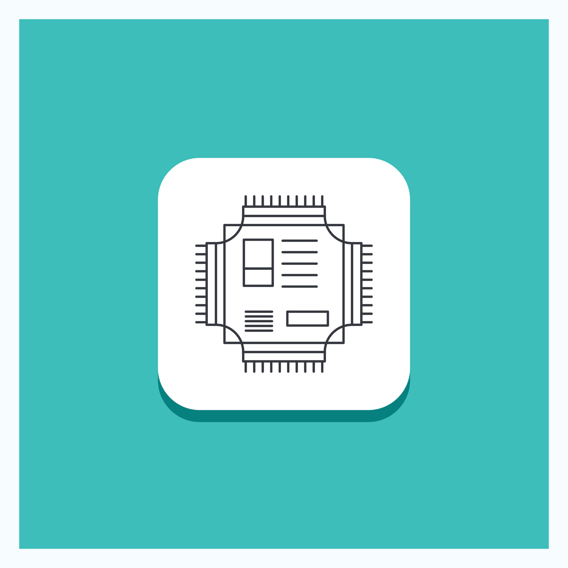 Round Button For Chip Cpu Microchip Processor Technology Line Icon
