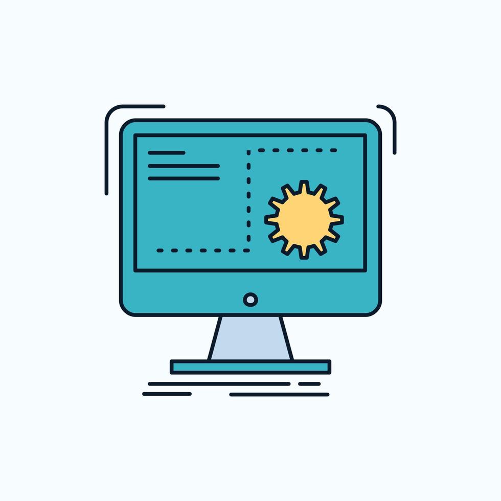 Command. computer. function. process. progress Flat Icon. green and Yellow sign and symbols for ...