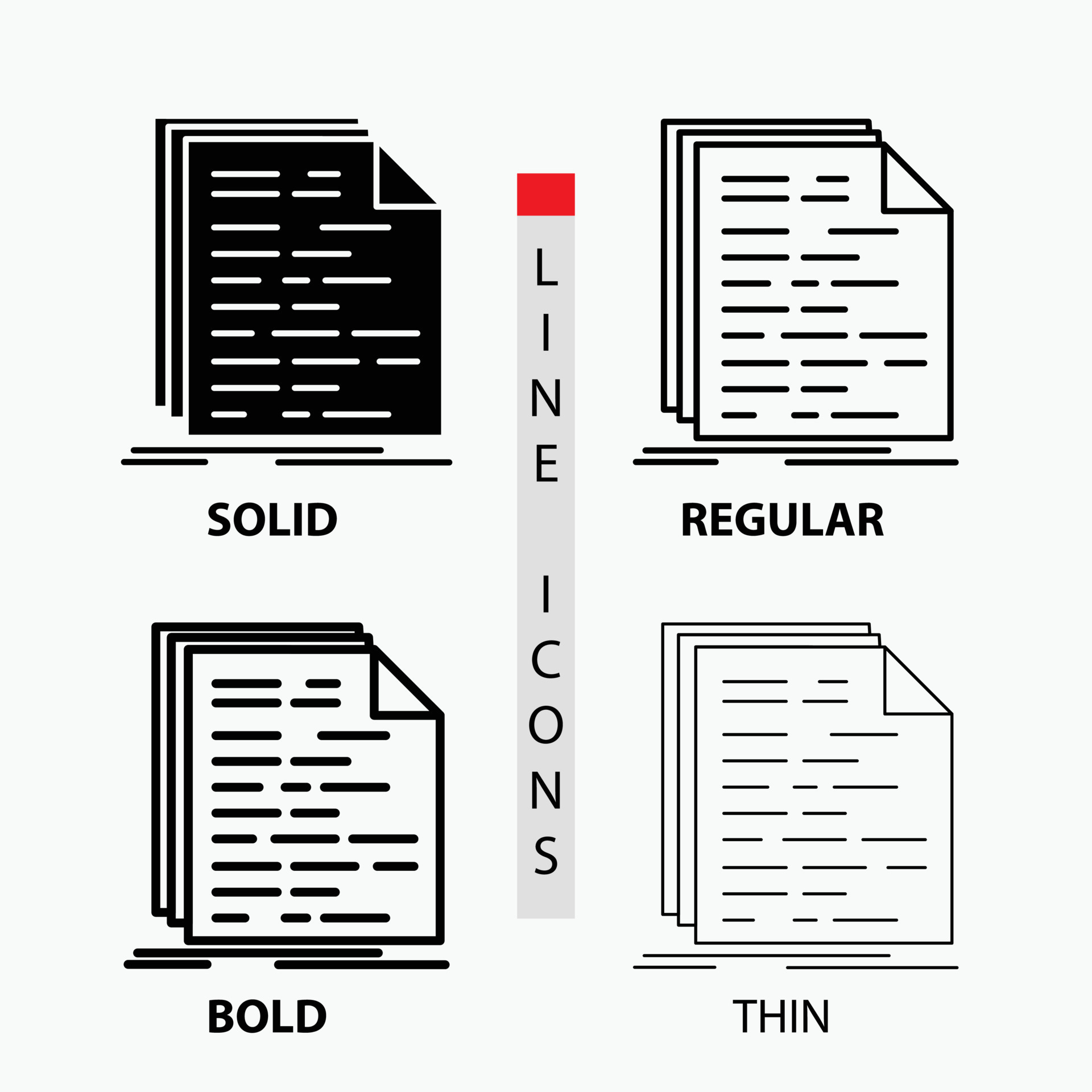 Code Coding Doc Programming Script Icon In Thin Regular Bold Line And Glyph Style Vector